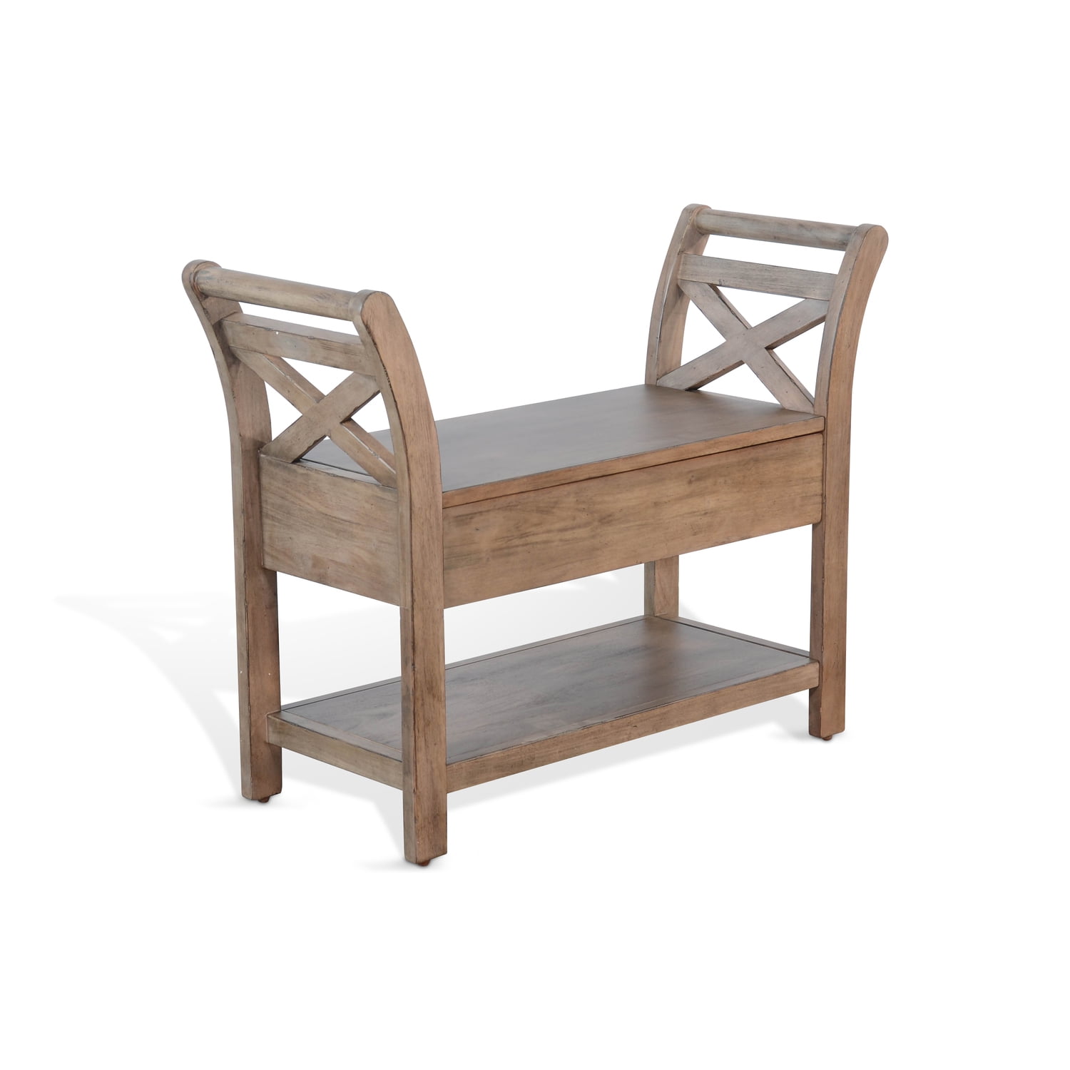 Sunny Designs Doe Valley 28" Wood Accent Bench with Storage in Light ...