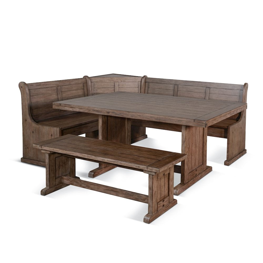 Sunny Designs Doe Valley Farmhouse Wood Breakfast Nook Set in Buckskin ...