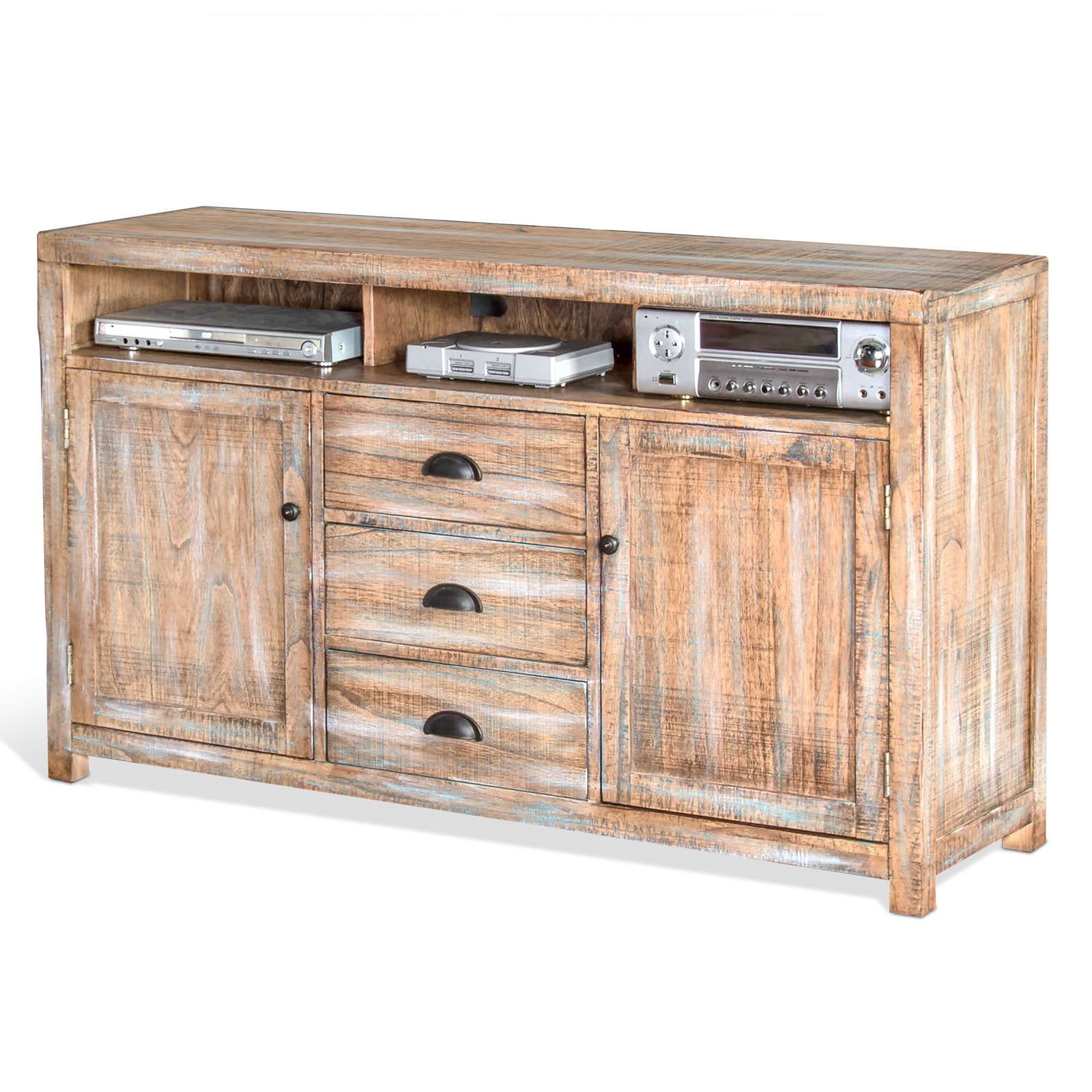 Sunny Designs Durango 60 Solid Wood TV Stand in Weathered Brown