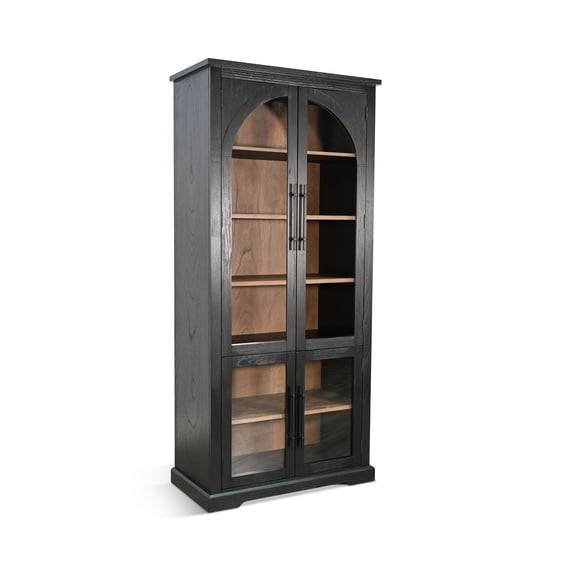 Sunny Designs Elena Tall Wood Cabinet with Arched Glass Doors - Walmart.com
