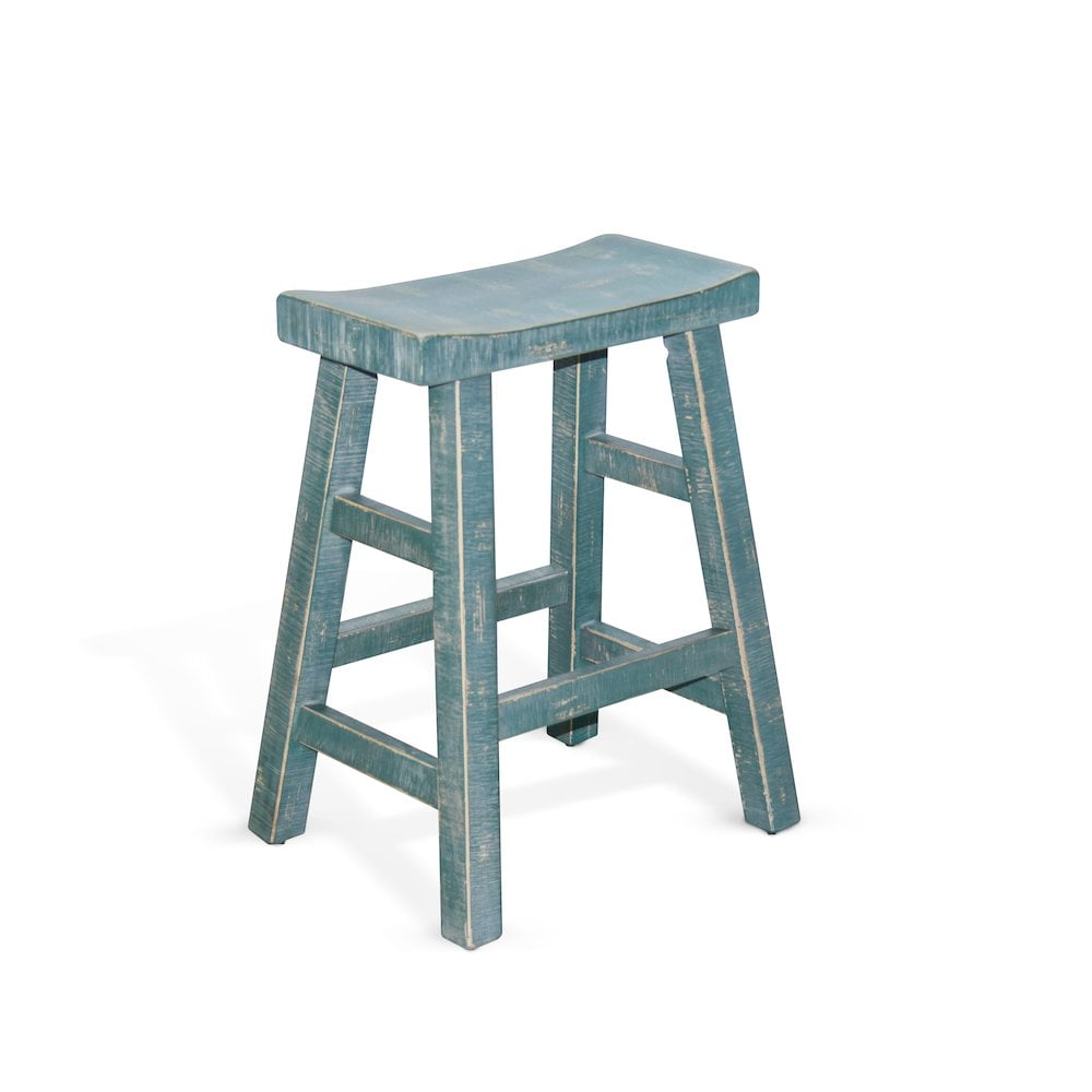 Sunny Designs Marina 24" Wood Saddle Seat Stool in Sea Grass Green (Set ...