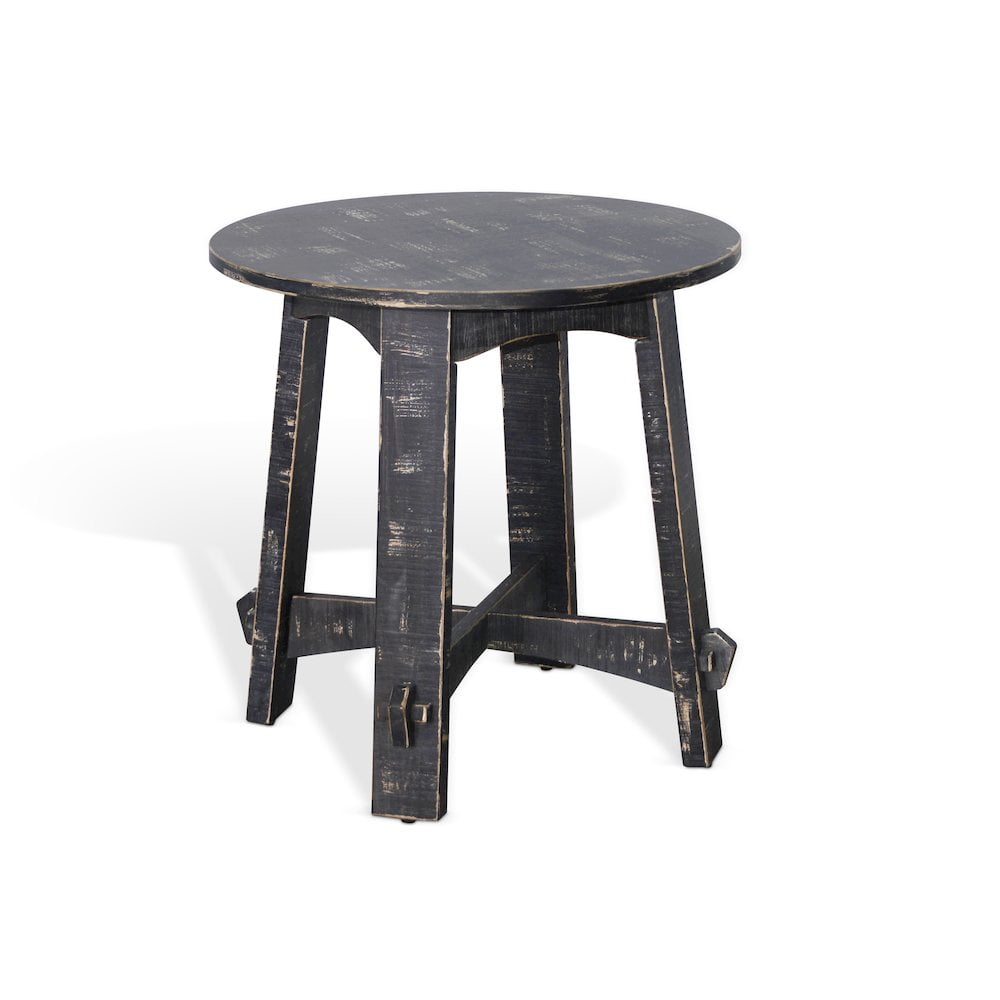Sunny Designs Marina Farmhouse Mahogany Wood End Table in Black Sand ...