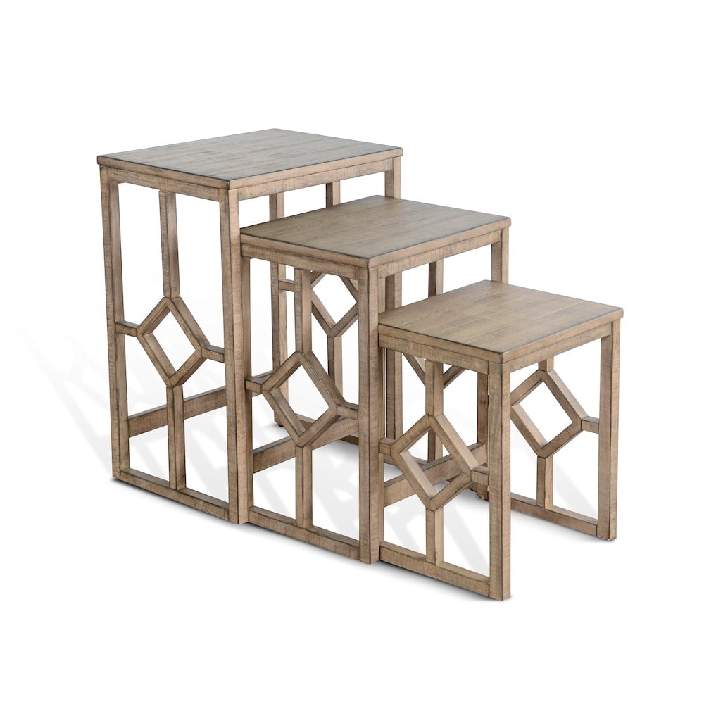 Sunny Designs Marina Solid Wood and Veneers Beach Pebble Nesting Table ...