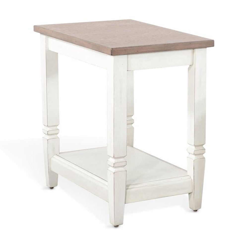Sunny Designs Pasadena Farmhouse Mahogany Chair Side Table in Off White ...