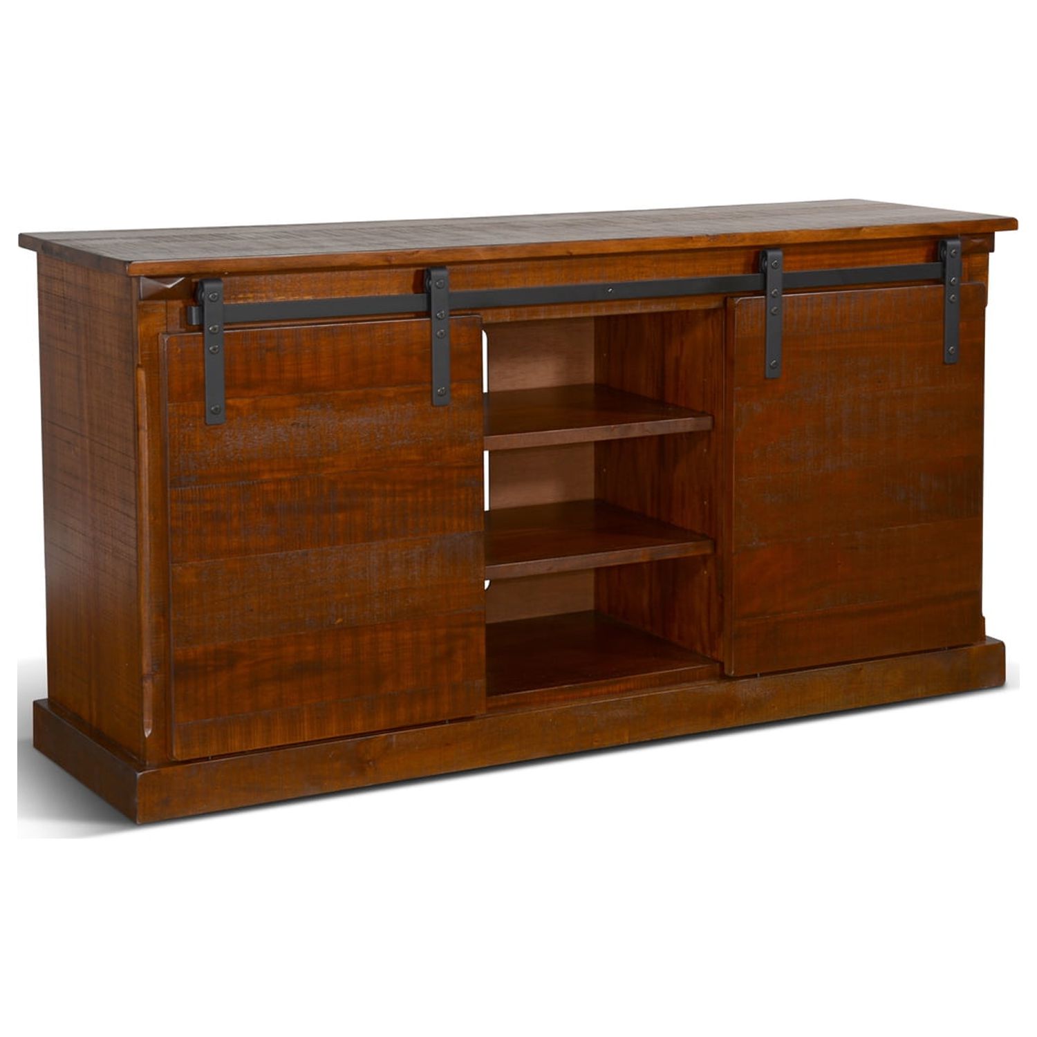 Sunny Designs Santa Fe 65" Barn Door Farmhouse Wood TV Console in Dark ...