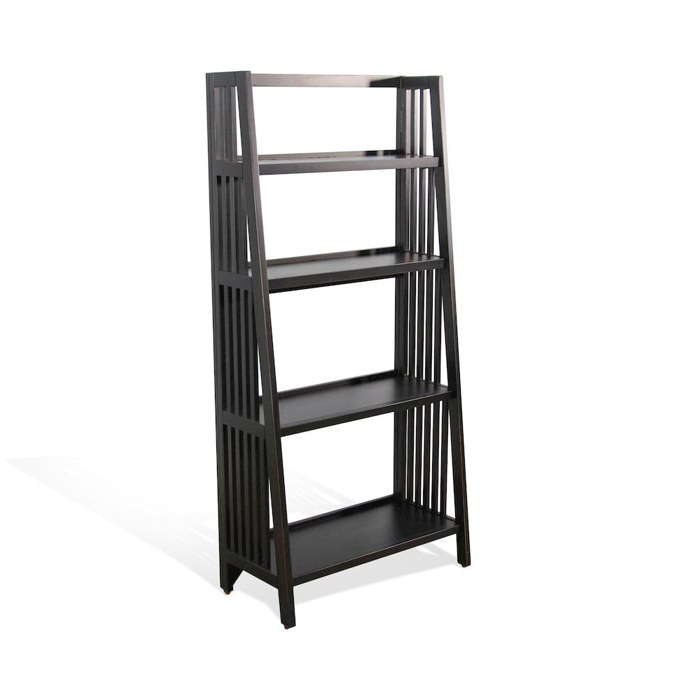 Sunny Designs Scottsdale 60" Mahogany Wood Folding Bookcase in Black ...
