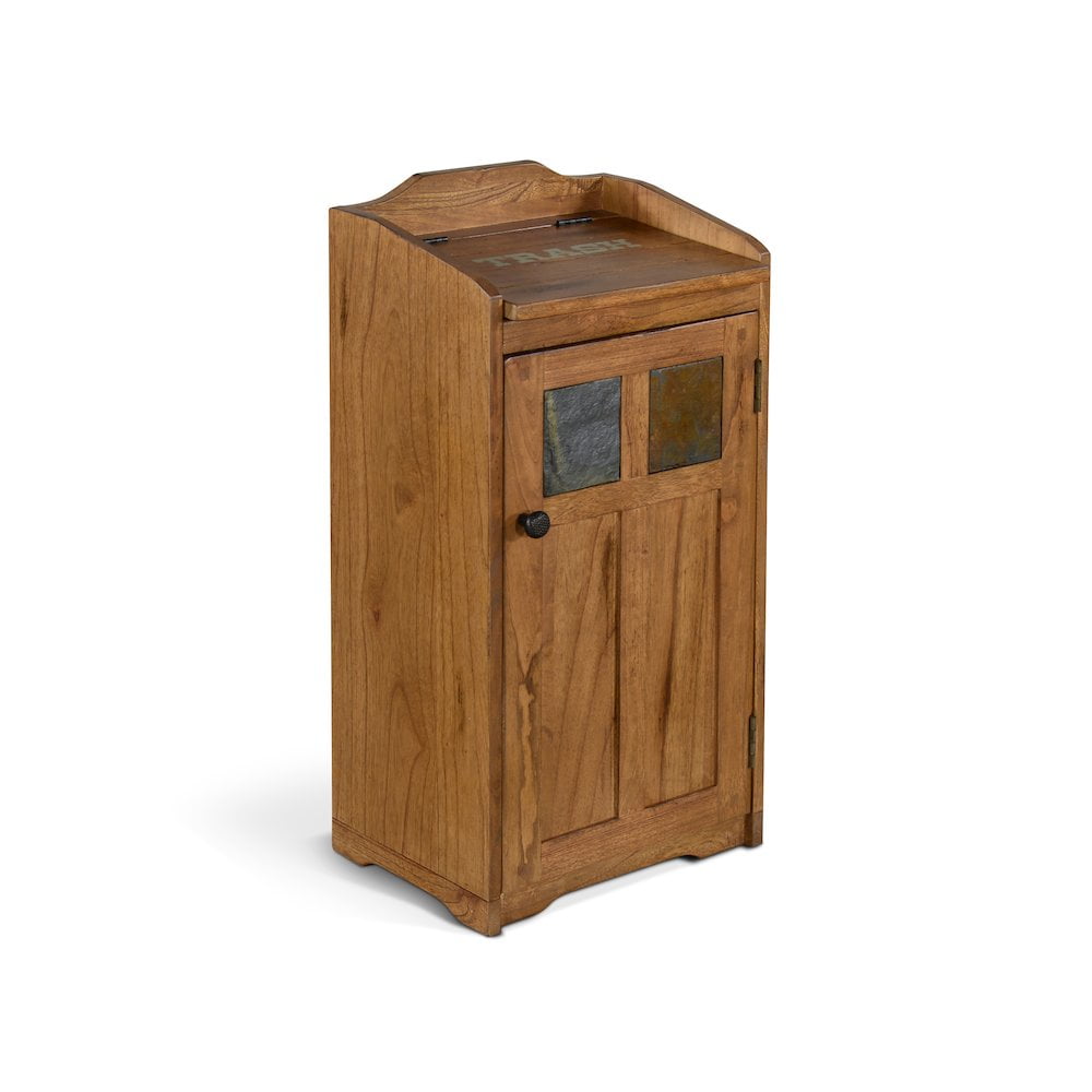 Sunny Designs Sedona 16" Farmhouse Wood Trash Box, Rustic Oak, Holds 13 ...