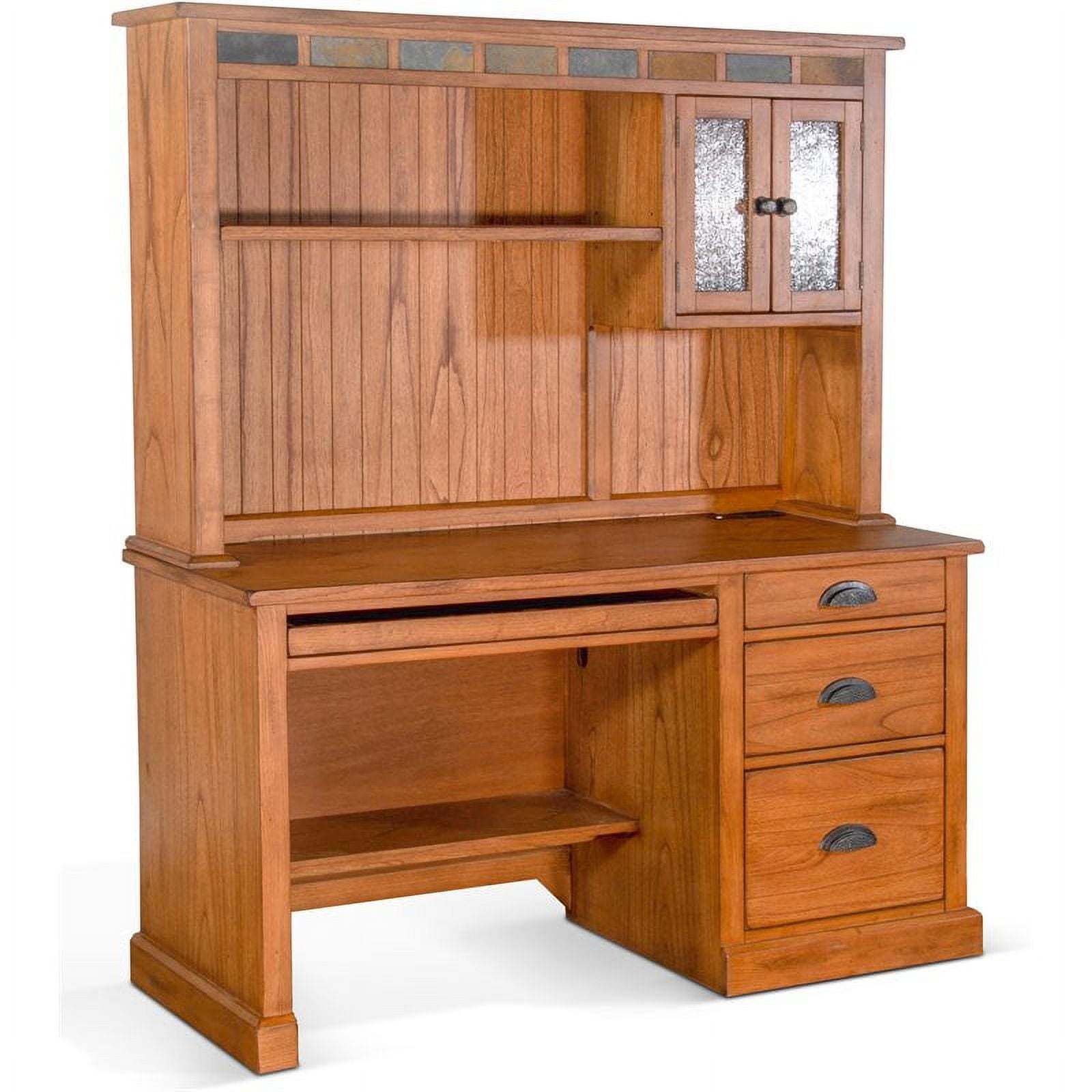 Sunny Designs Sedona 56" Traditional Wood Desk and Hutch in Rustic Oak ...
