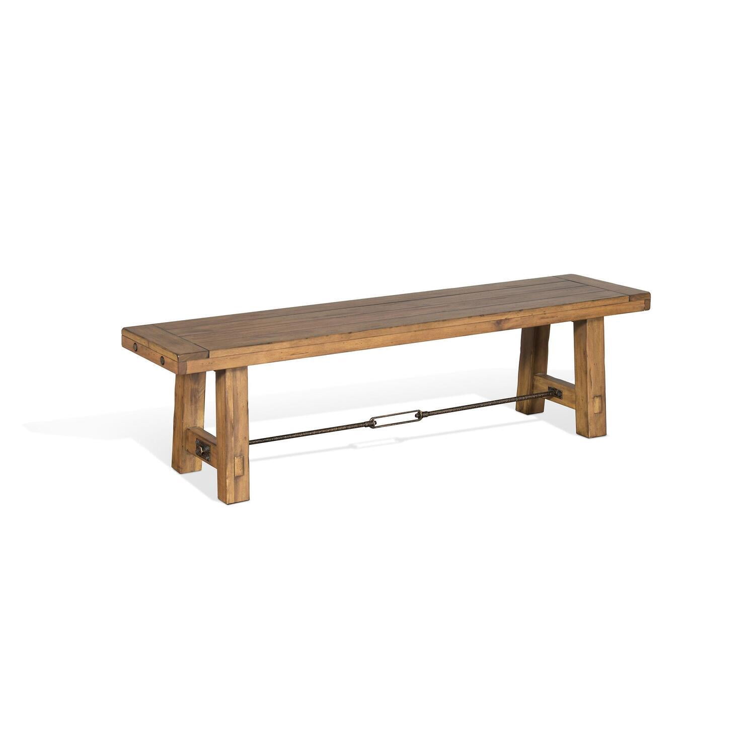 Sunny Designs Sierra 18" Mahogany Wood Dry Leaf Bench in Light Brown ...