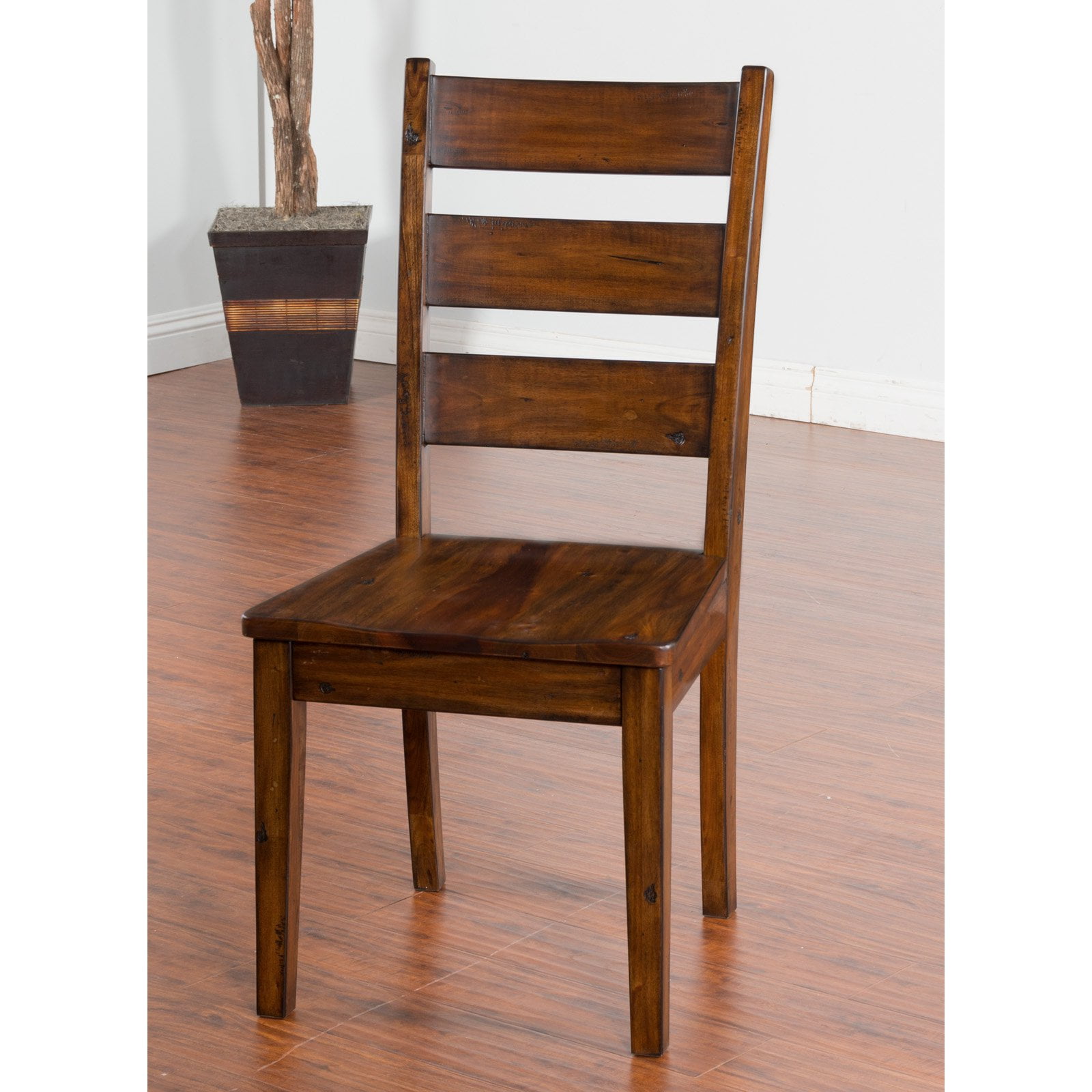 Sunny Designs Tuscany 40" Mahogany Wood Ladderback Chair in Medium ...