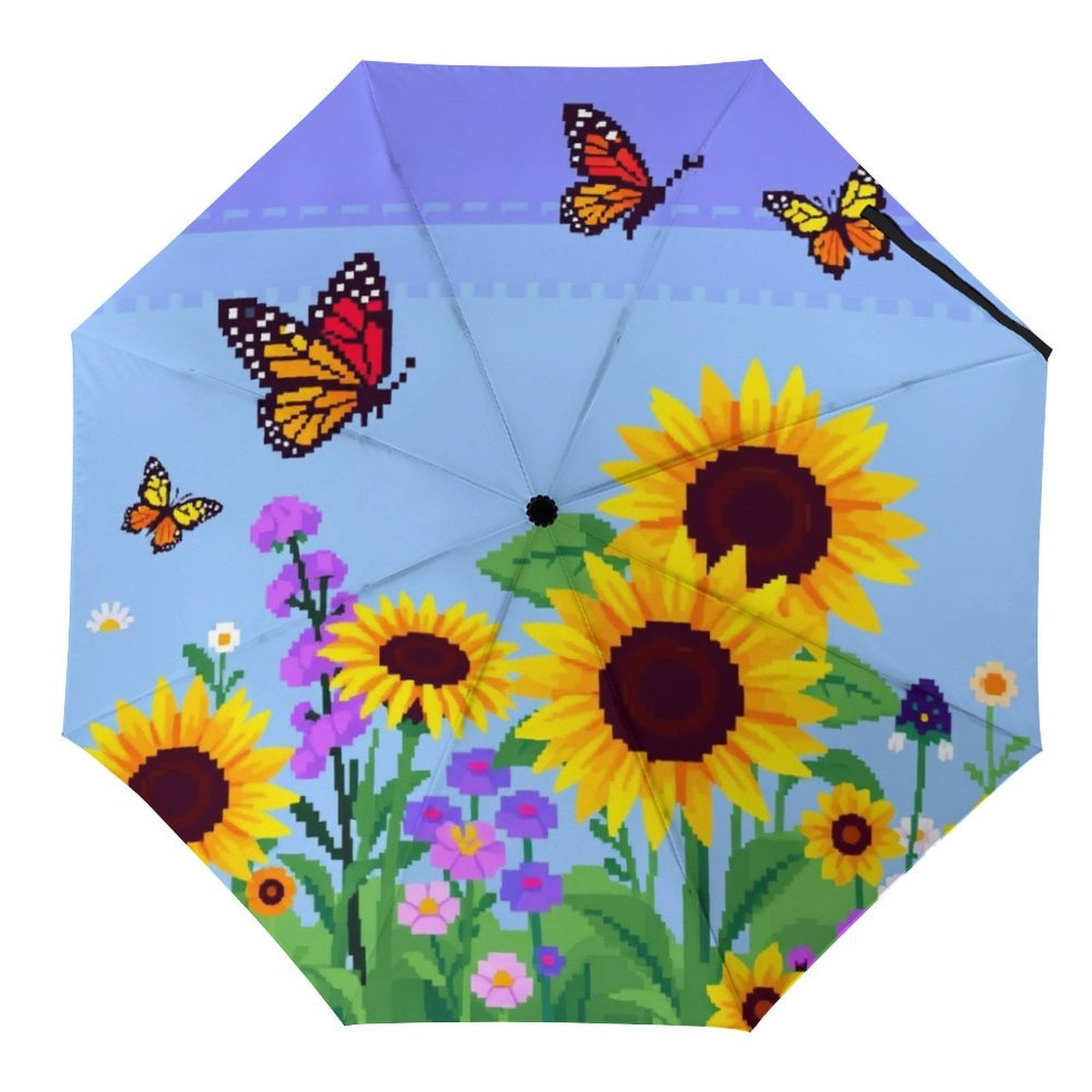 Sunny Floral Butterflies Sunscreen Parasol Outdoor Convinient Folding ...