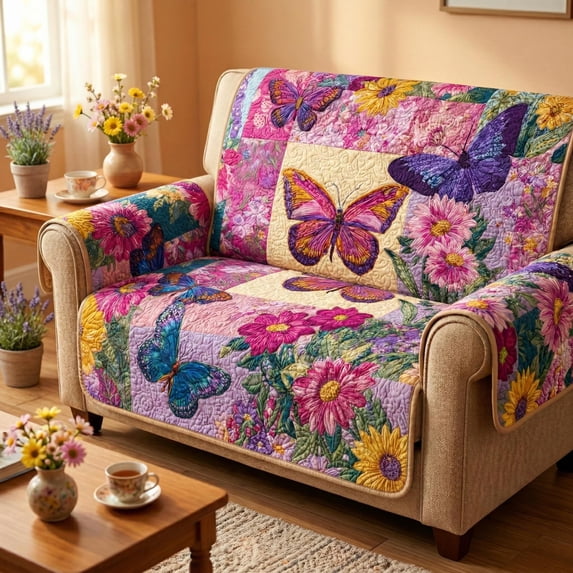 Sunny Flutter Quilted Sofa Cover ,Soft Furniture Protector, Sofa ...