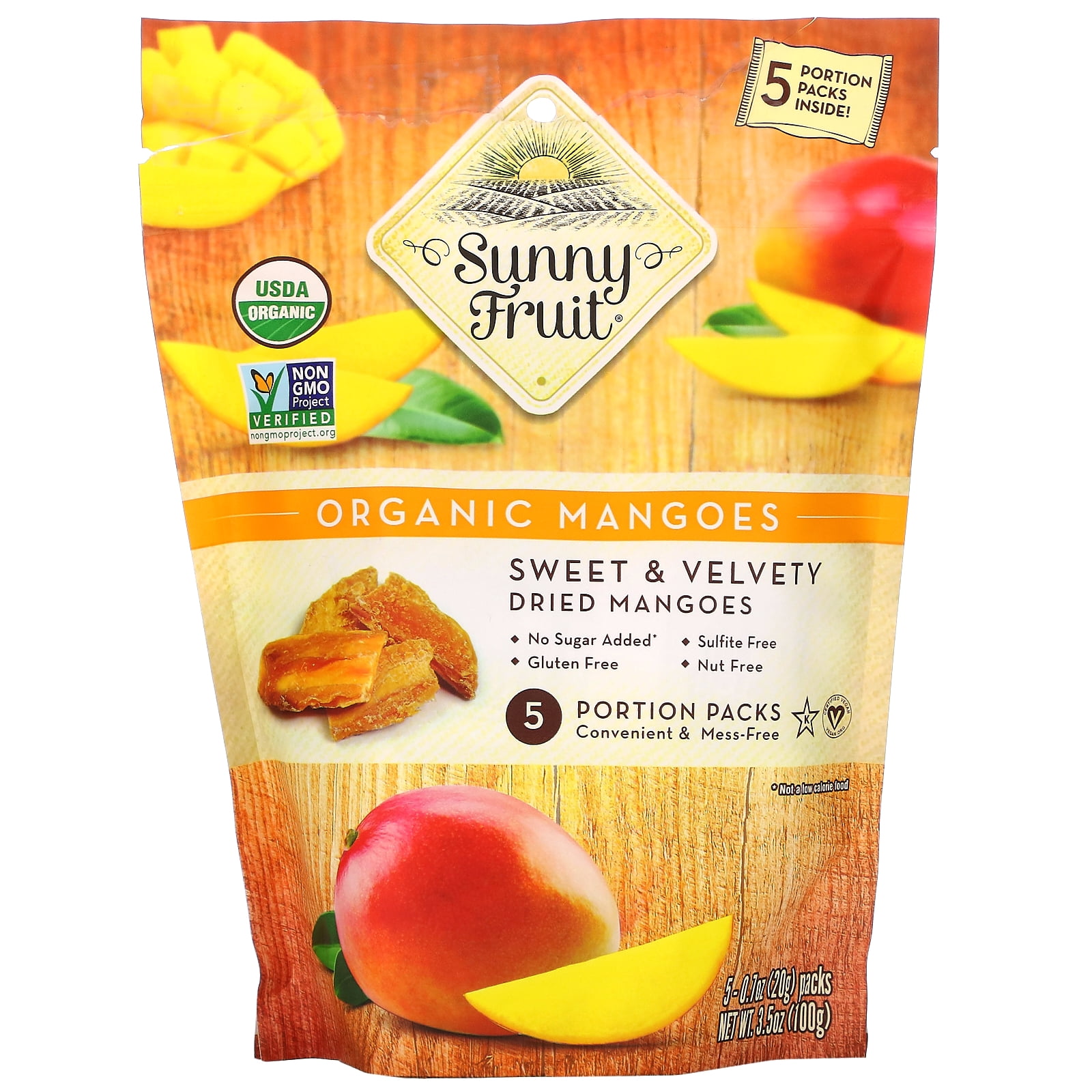 Sunny Fruit Soft Organic HHA1 Dried Mangoes - 1 Bag (5 Individual Portion Packs) | Healthy ...