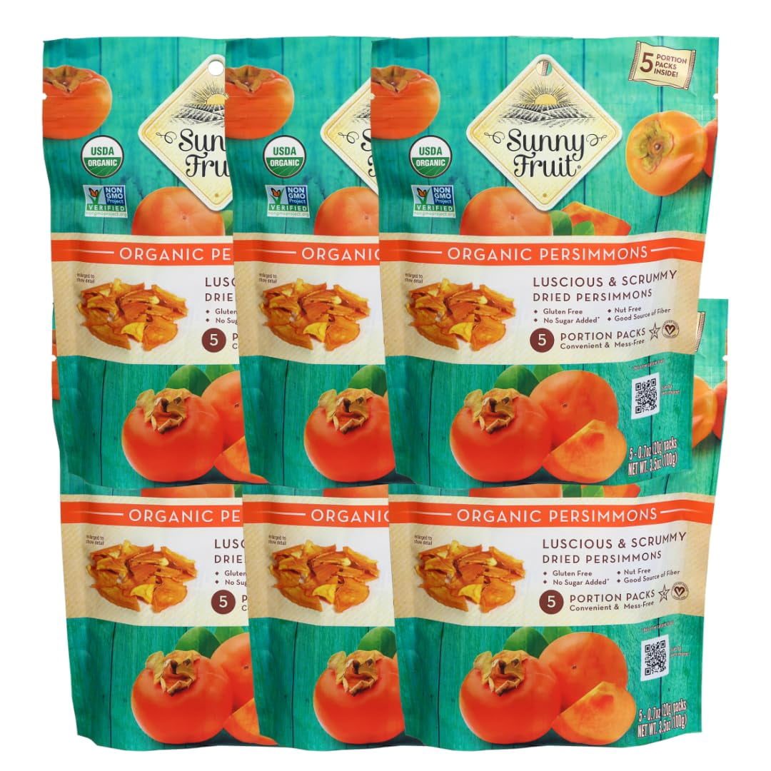 Sunny Fruit Organic Dried Persimmons - 6 Bags (30 Individual Portion ...