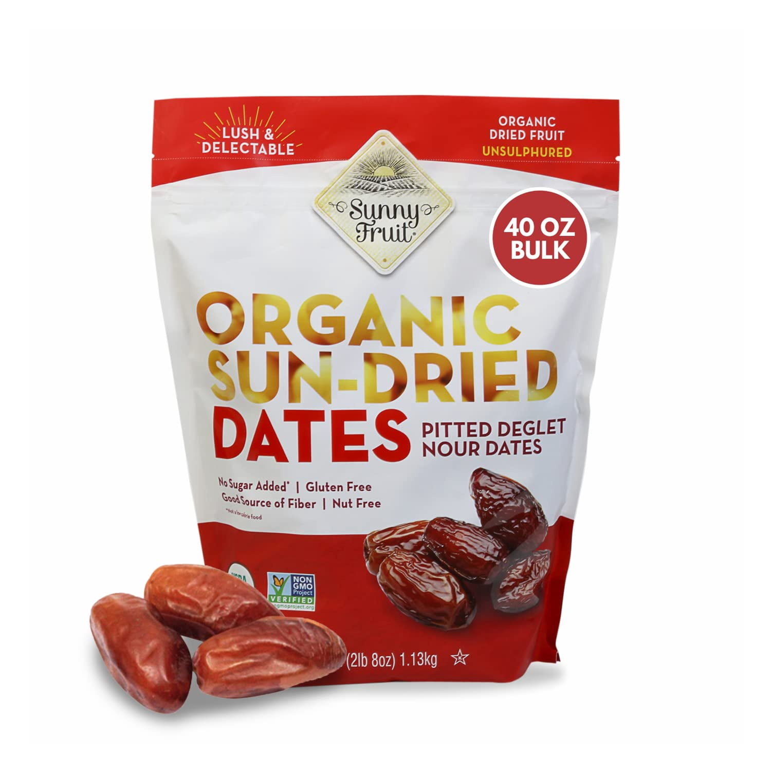 Sunny Fruit Organic Dried SAF21 Pitted Deglet Nour Dates, 2.5 Pound ...