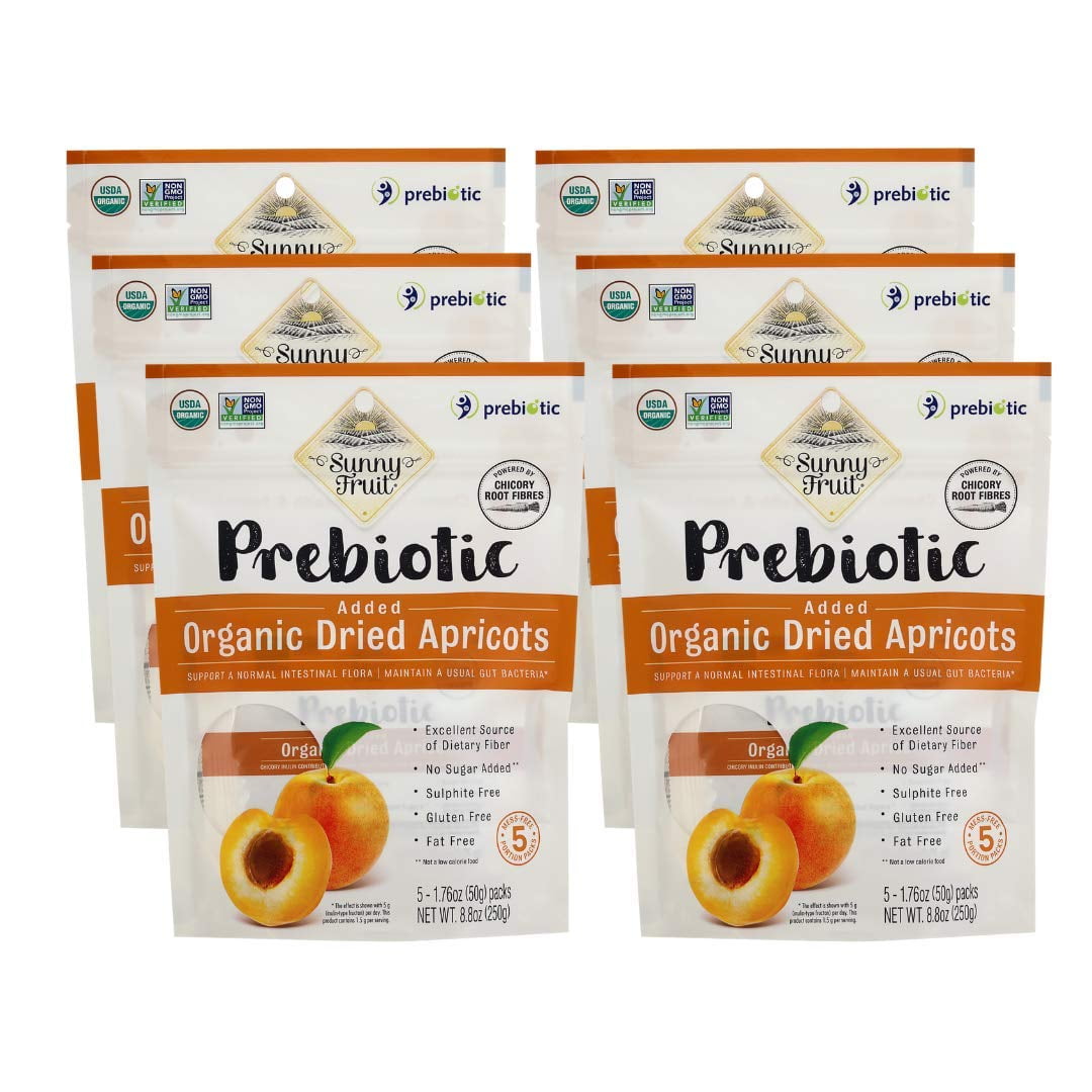 Sunny Fruit Organic Prebiotic Apricots - 6 Bags (30 Individual Portion ...