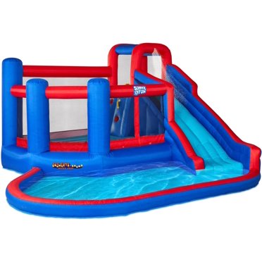Sunny & Fun Outdoor Kids Water Slide, Inflatable Splash Pool & Bounce ...
