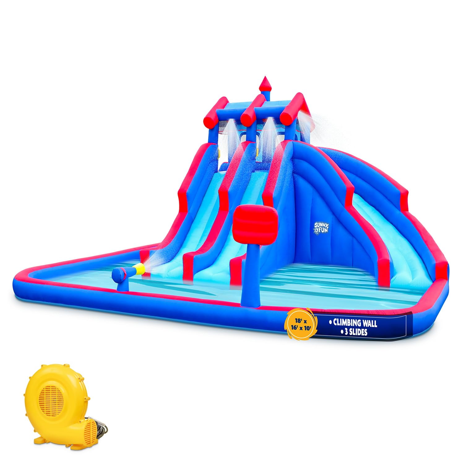 Sunny & Fun Inflatable Kids Backyard Pool, Durable Nylon Water Slide ...