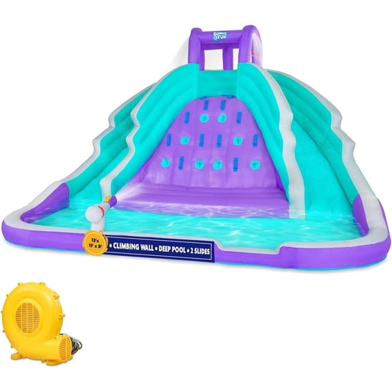 Sunny & Fun Inflatable Water Slide with Pool, Climbing Wall - Walmart.com