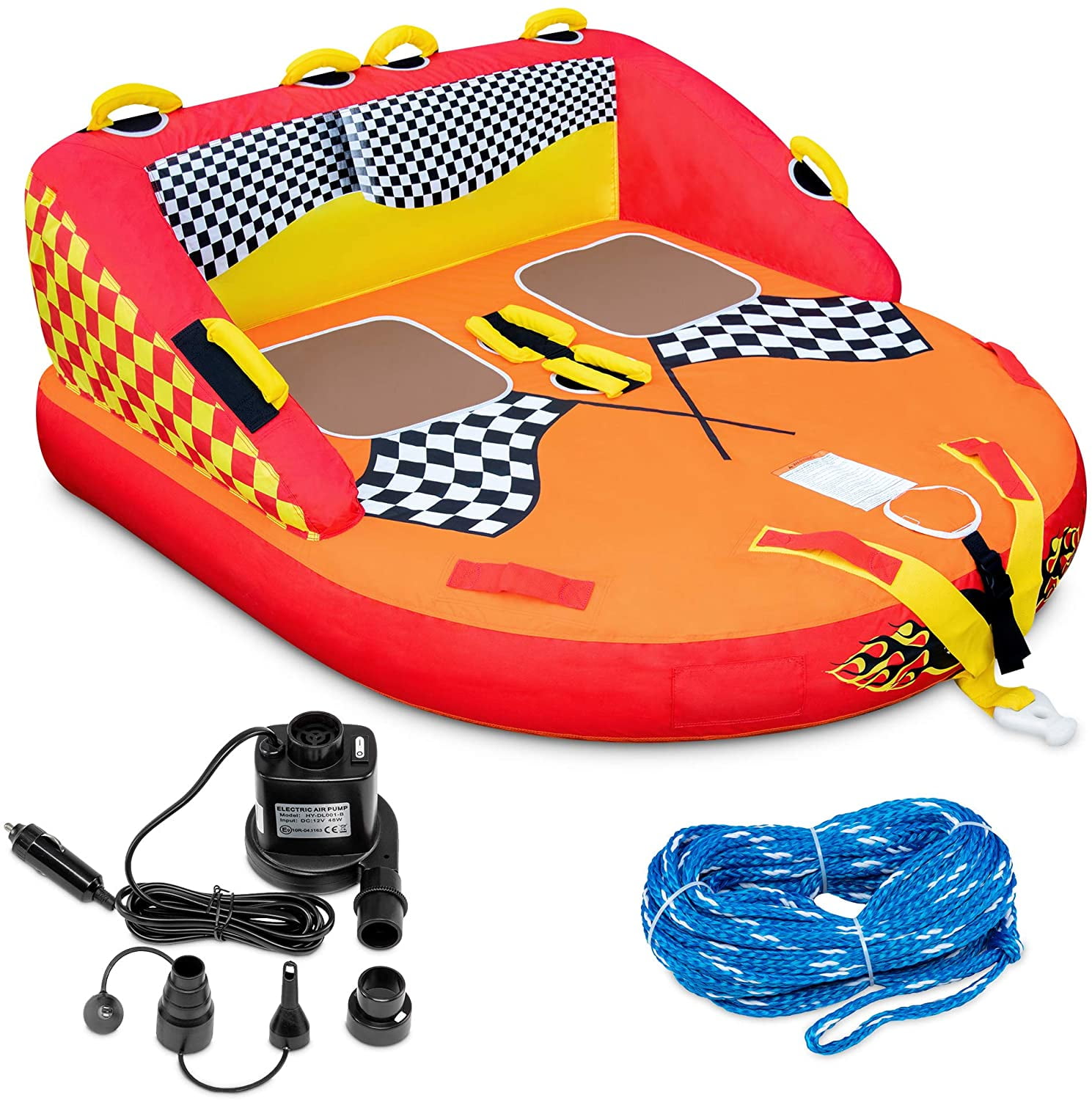 Sunny & Fun Towable Water Tube, 2 Seats, Red Waterskiing Towables ...