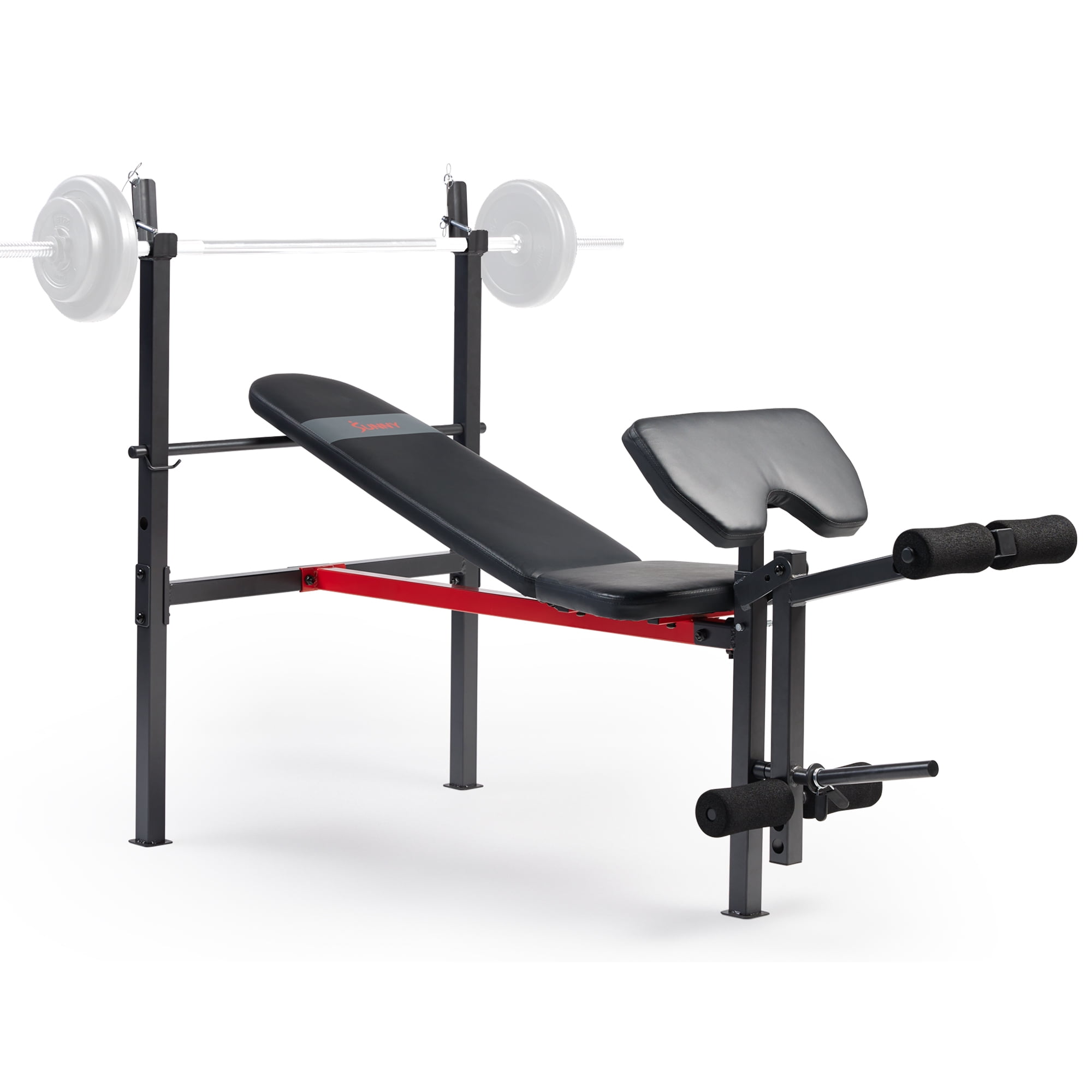 Sunny Health & Fitness Adjustable Standard Incline Weight Bench with ...