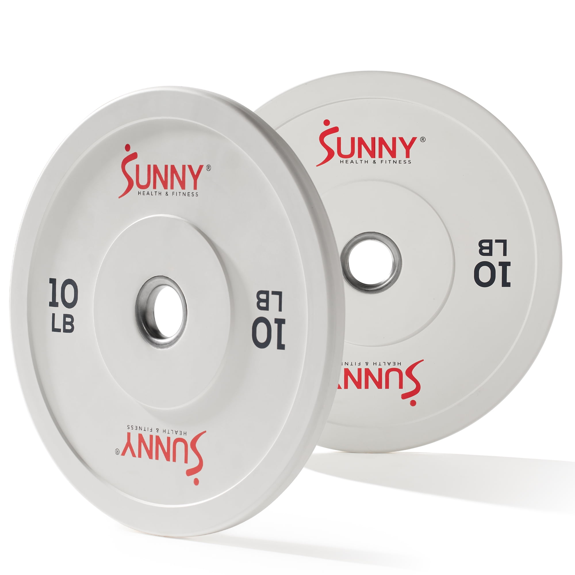 Sunny Health & Fitness Elite 2-inch Rubber Olympic Weight Plates 10 ...