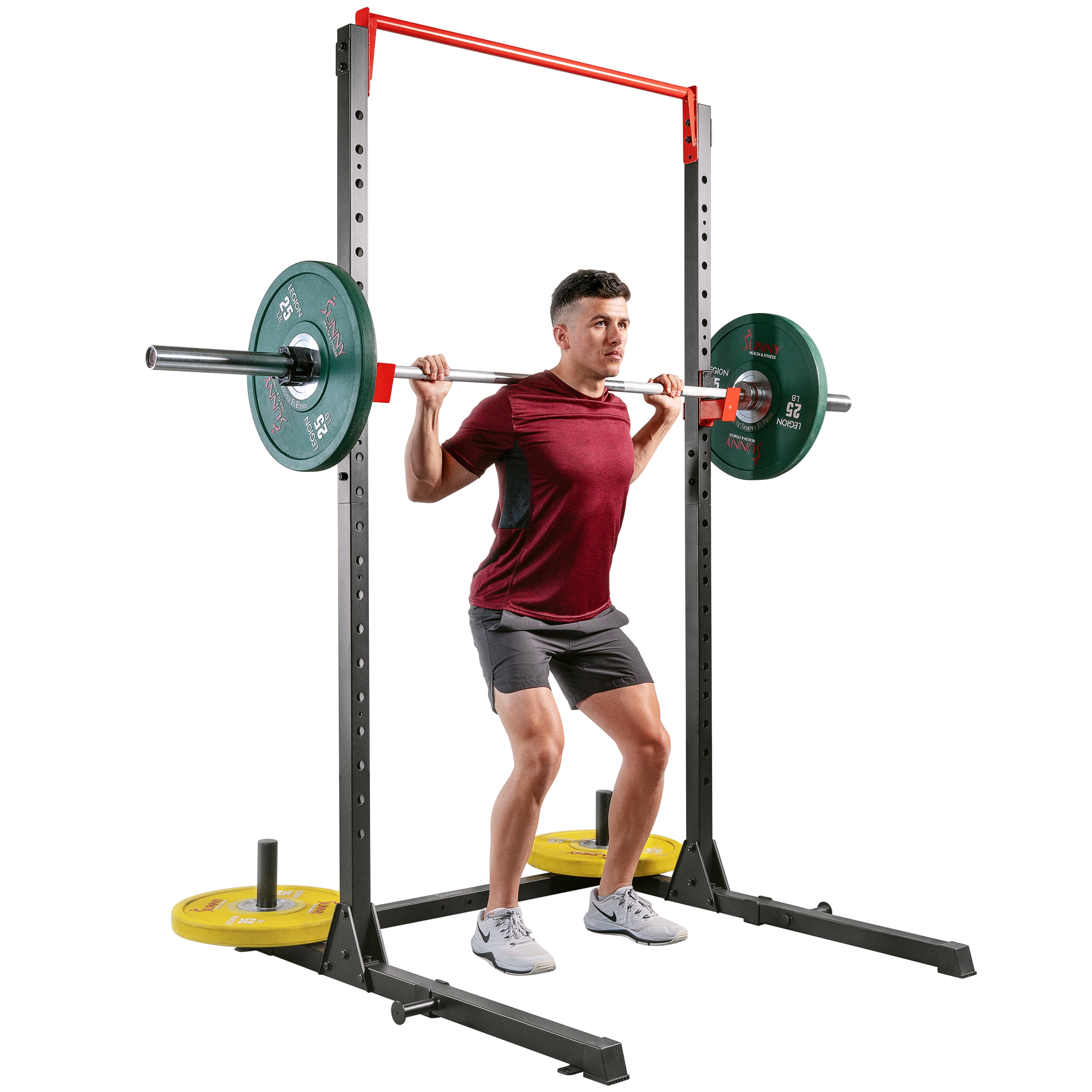 Sunny Health & Fitness 800-lb Gym Squat Exercise Equipment with Plate ...