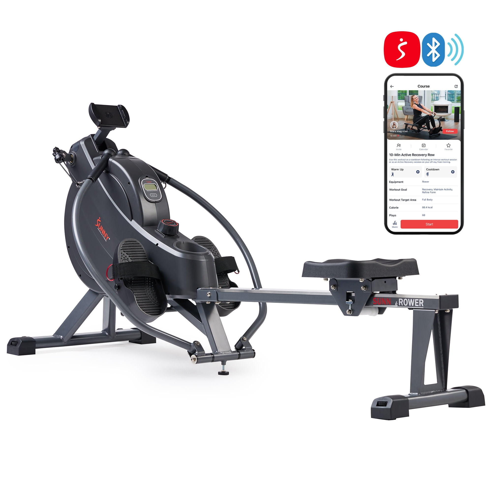 Sunny Health & Fitness MotionMax SMART Magnetic Rowing Machine – Full ...