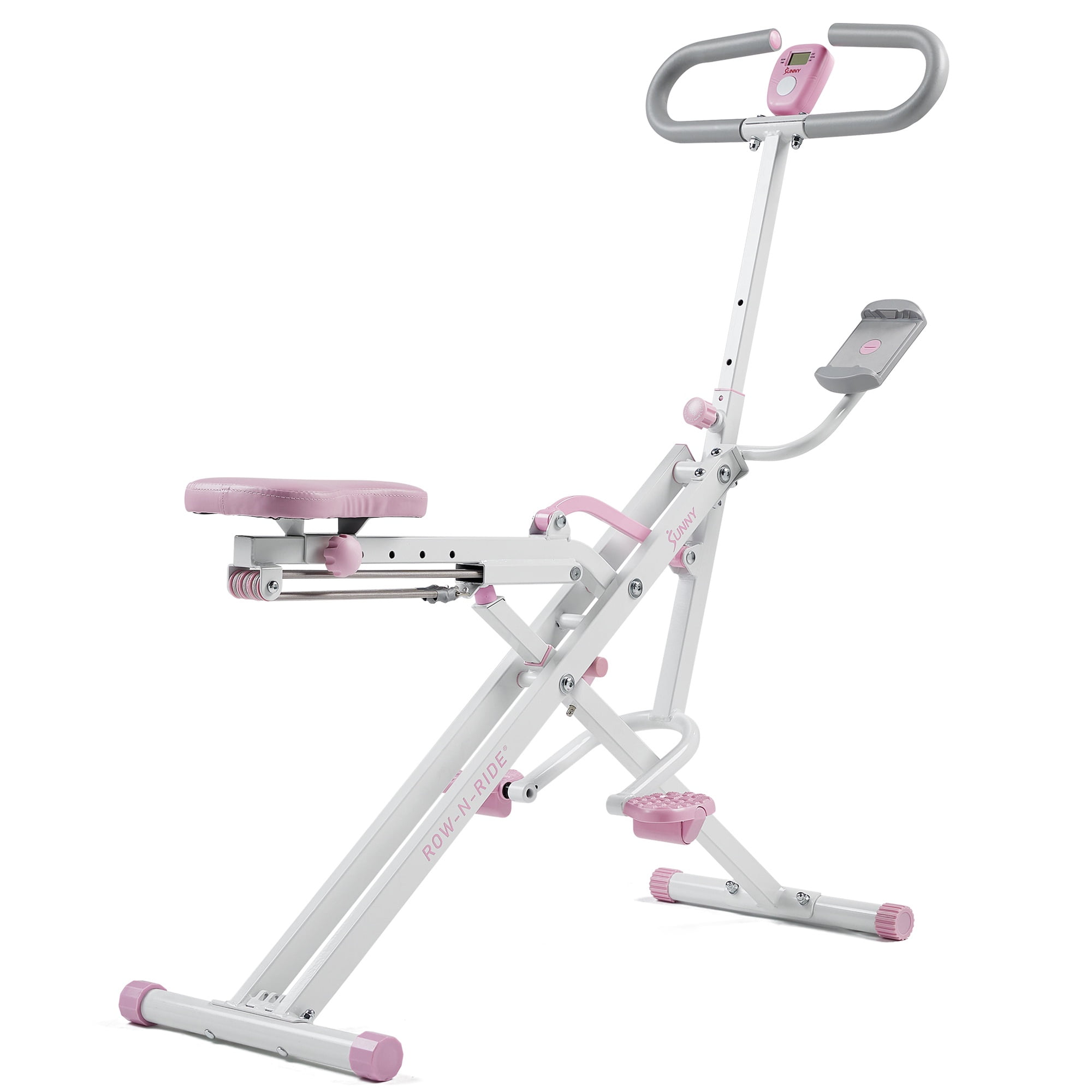 Sunny Health & Fitness Pink Row-N-Ride Plus, Squat Assist Rower for ...