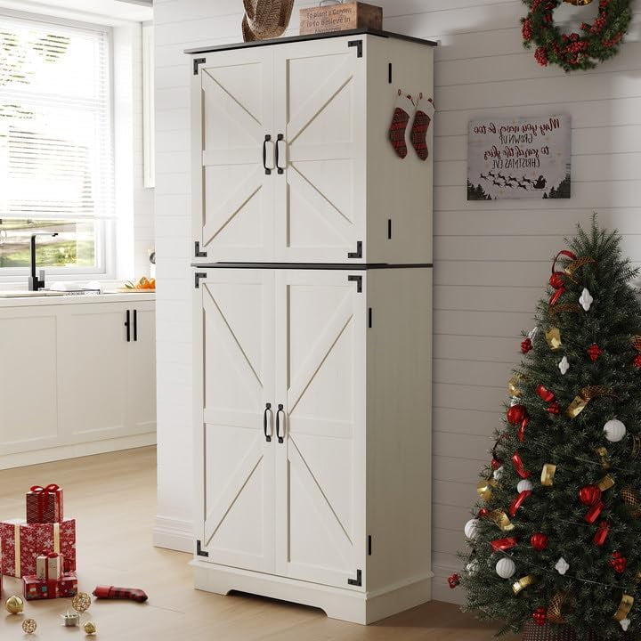 Sunny Heart 72" H Kitchen Pantry Storage Cabinets with Doors and ...