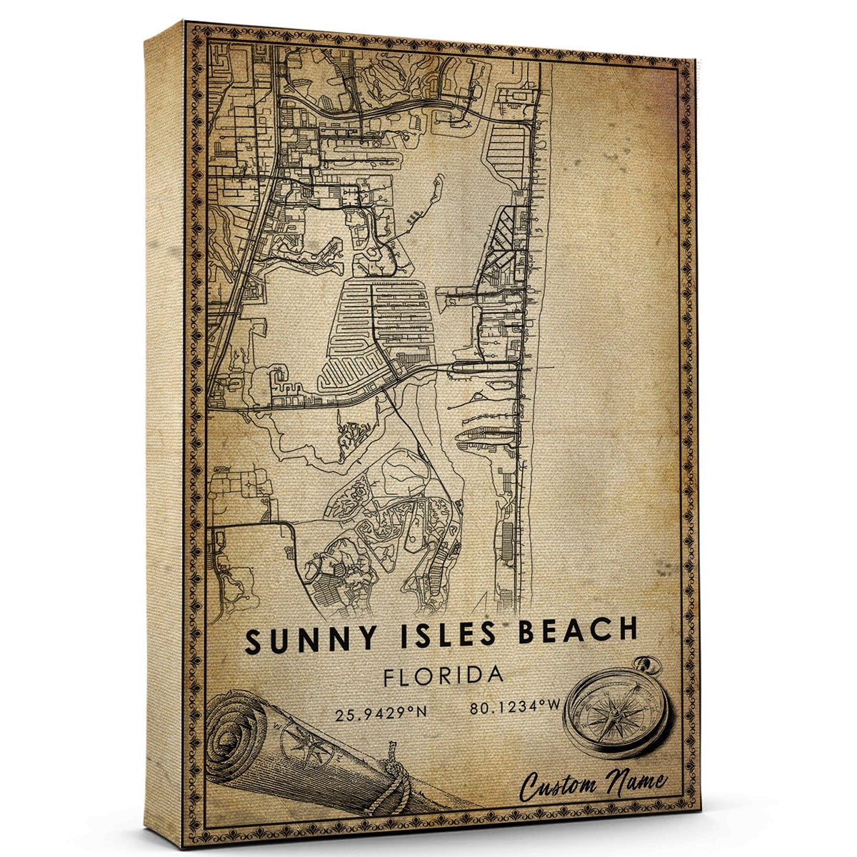 Sunny Isles Beach Map Poster, Florida Map Art Poster, Canvas, Sunny ...