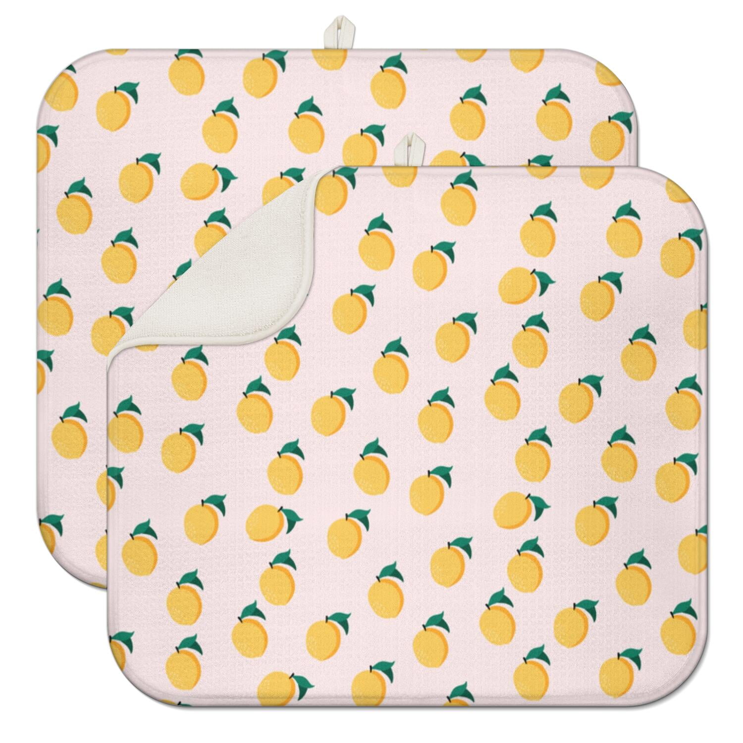 Sunny Lemon Lover Kitchen Mat – Cute Fruit Print Microfiber Drying Pad ...