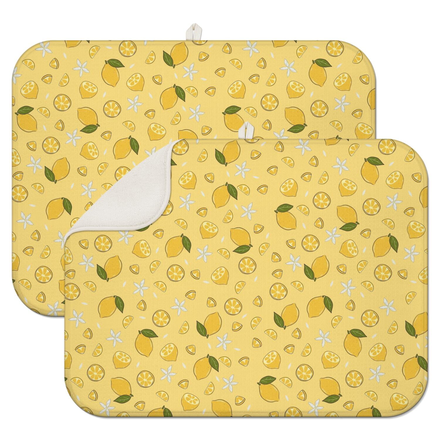 Sunny Lemon Lover Kitchen Mat – Cute Fruit Print Microfiber Drying Pad ...