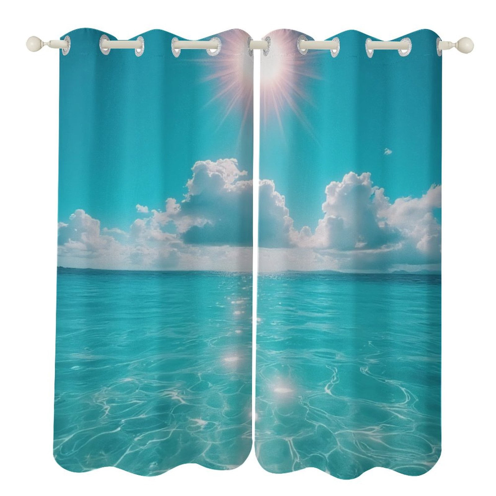 Sunny Ocean Horizon Luxury Window Curtains Blinds for Living Room Kids ...