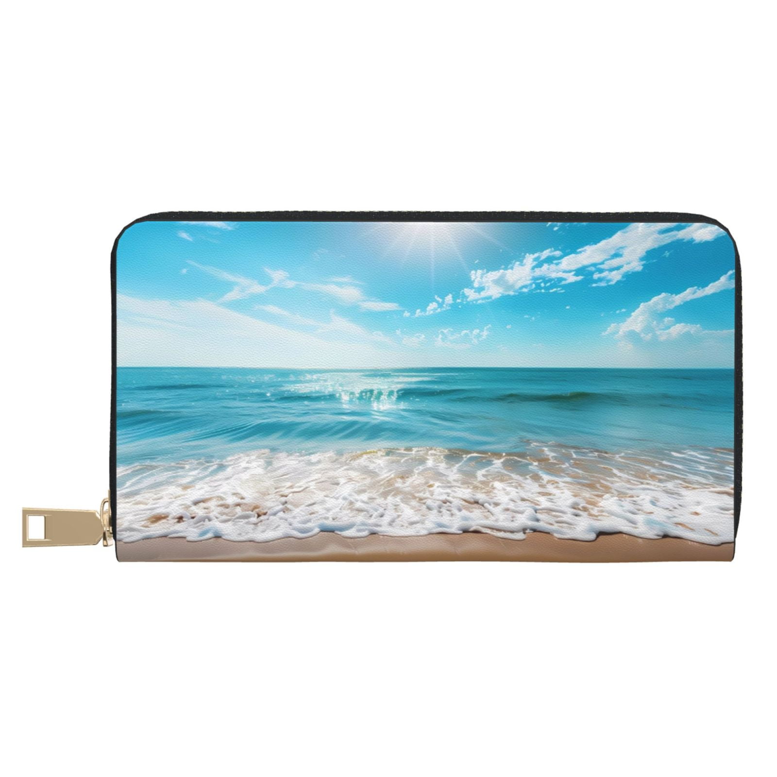 Sunny Ocean Waves Wallet Women, Leather Bifold Multi Card Wallet, Women's Wallets, Long Purse ...