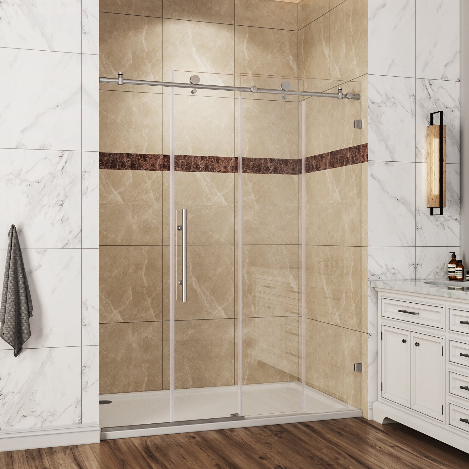 Brushed Nickel Shower Door