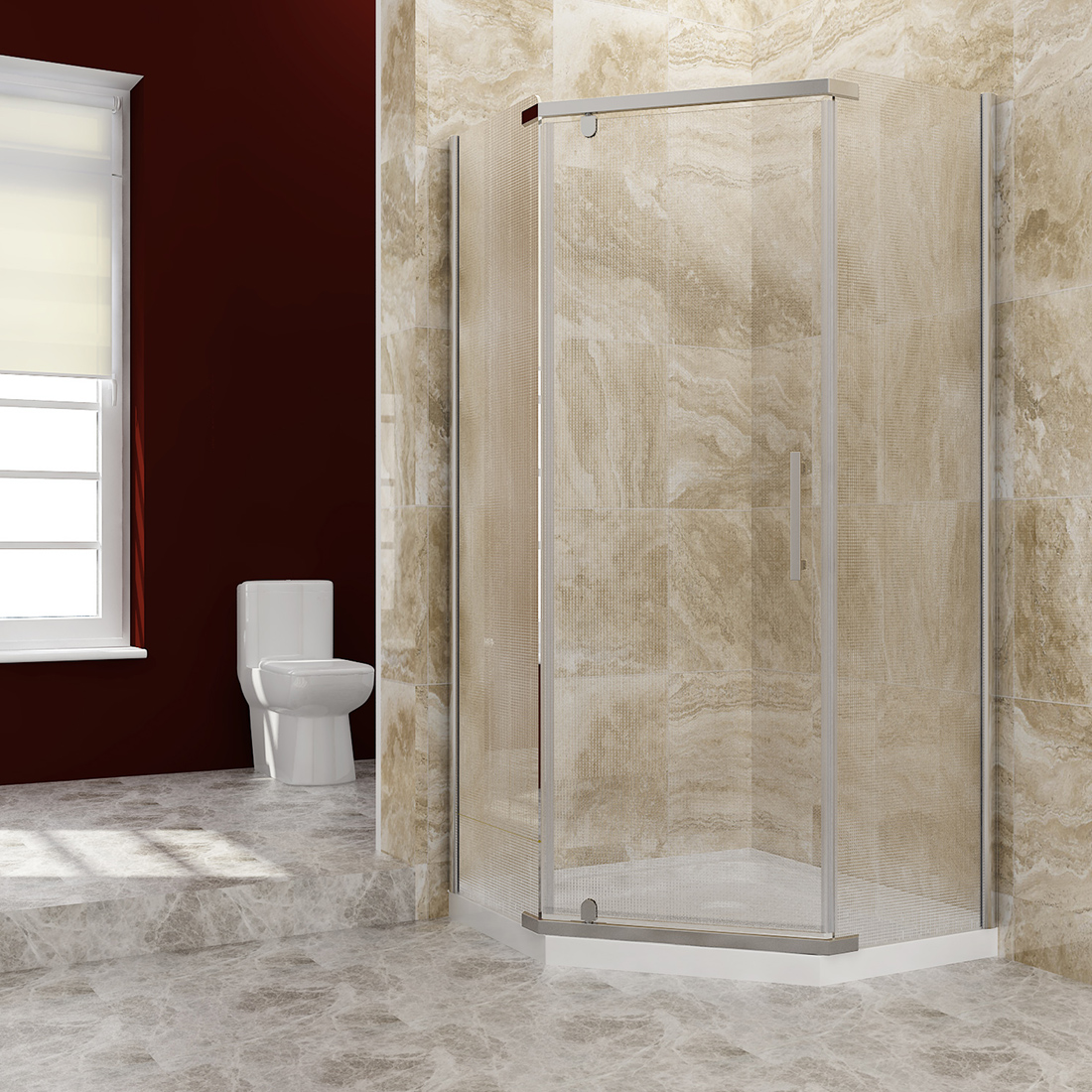Sunny Shower Neo-Angle Pivot Shower Frameless Corner Shower Door in ...