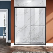 Sunny Shower Bypass Sliding Bathtub Shower Door Enclosure 1/4 in. Clear Tempered Glass Chrome ...