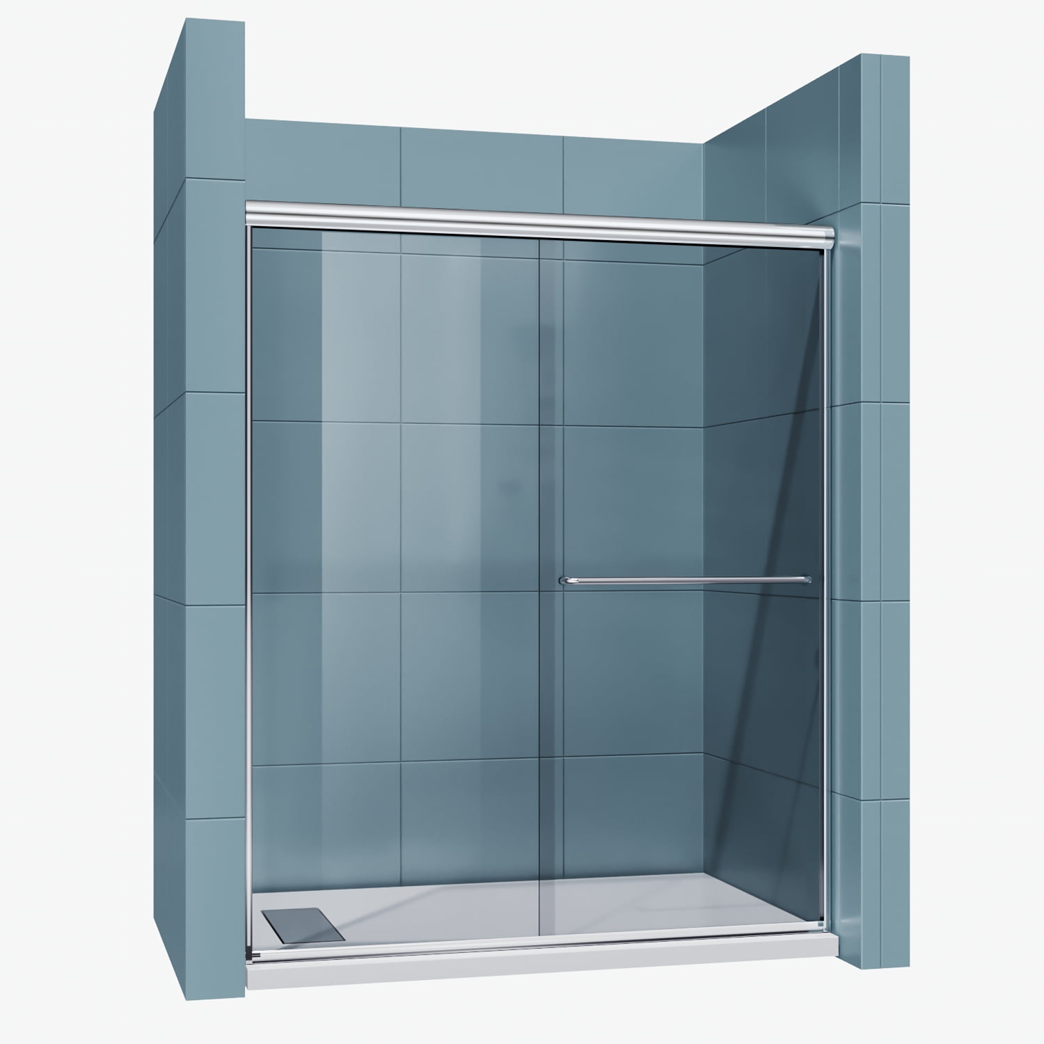 Sunny Shower Semi Frameless Sliding Shower Door 54 W X 72 H In