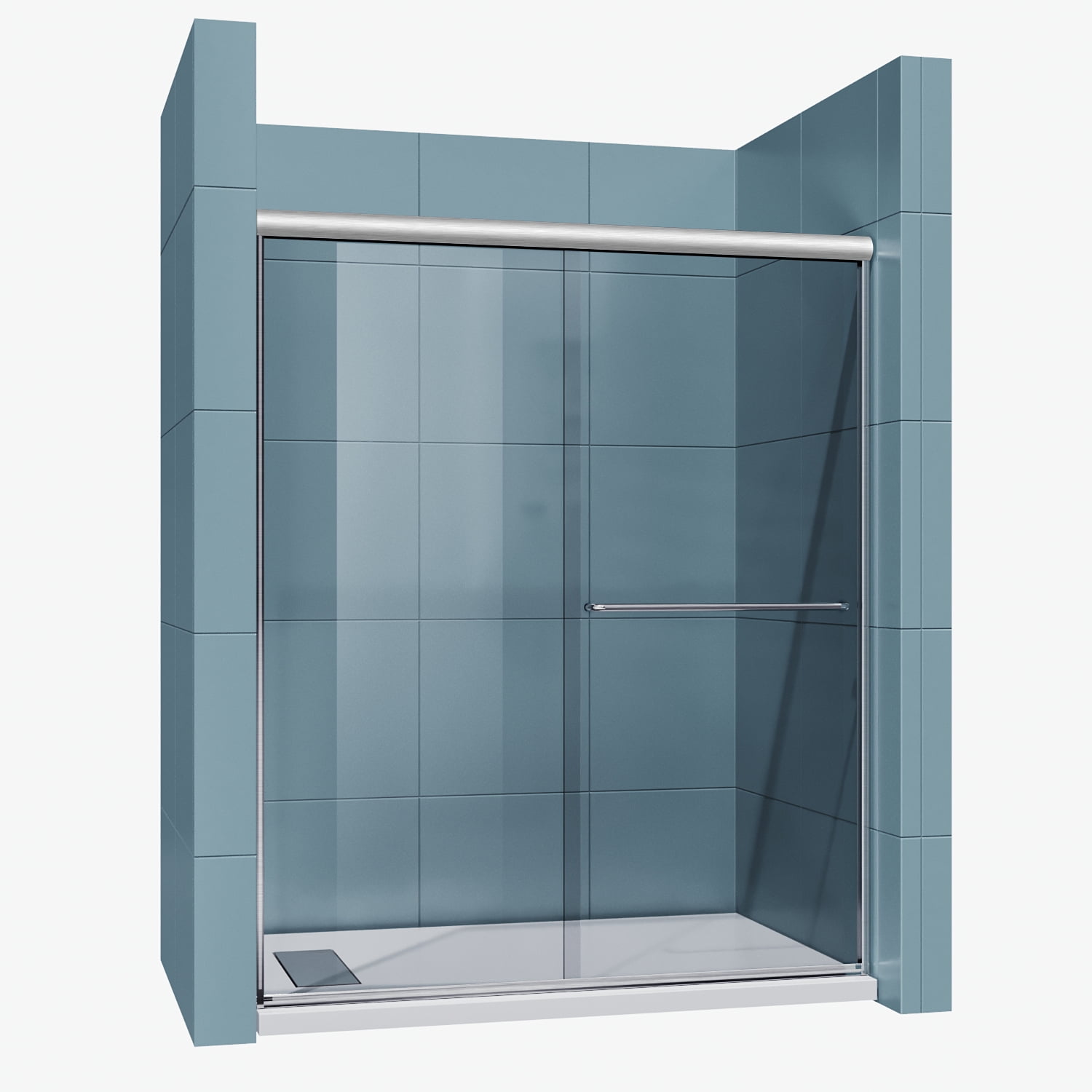 Sunny Shower Semi Frameless Double Sliding Shower Door 58 5 60w X 72