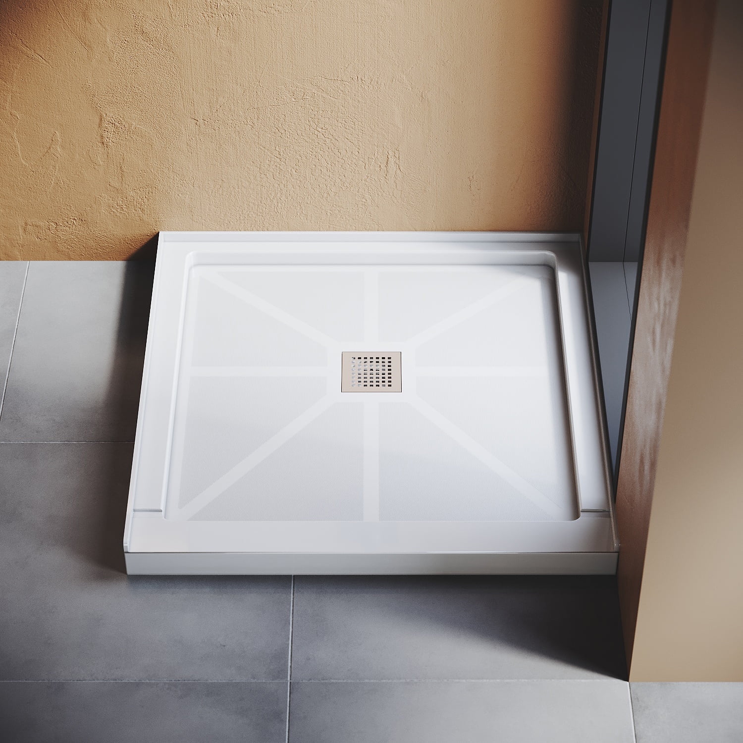 Sunny Shower White Center Drain Square Non-Slip Shower Base 36" W x 36 ...
