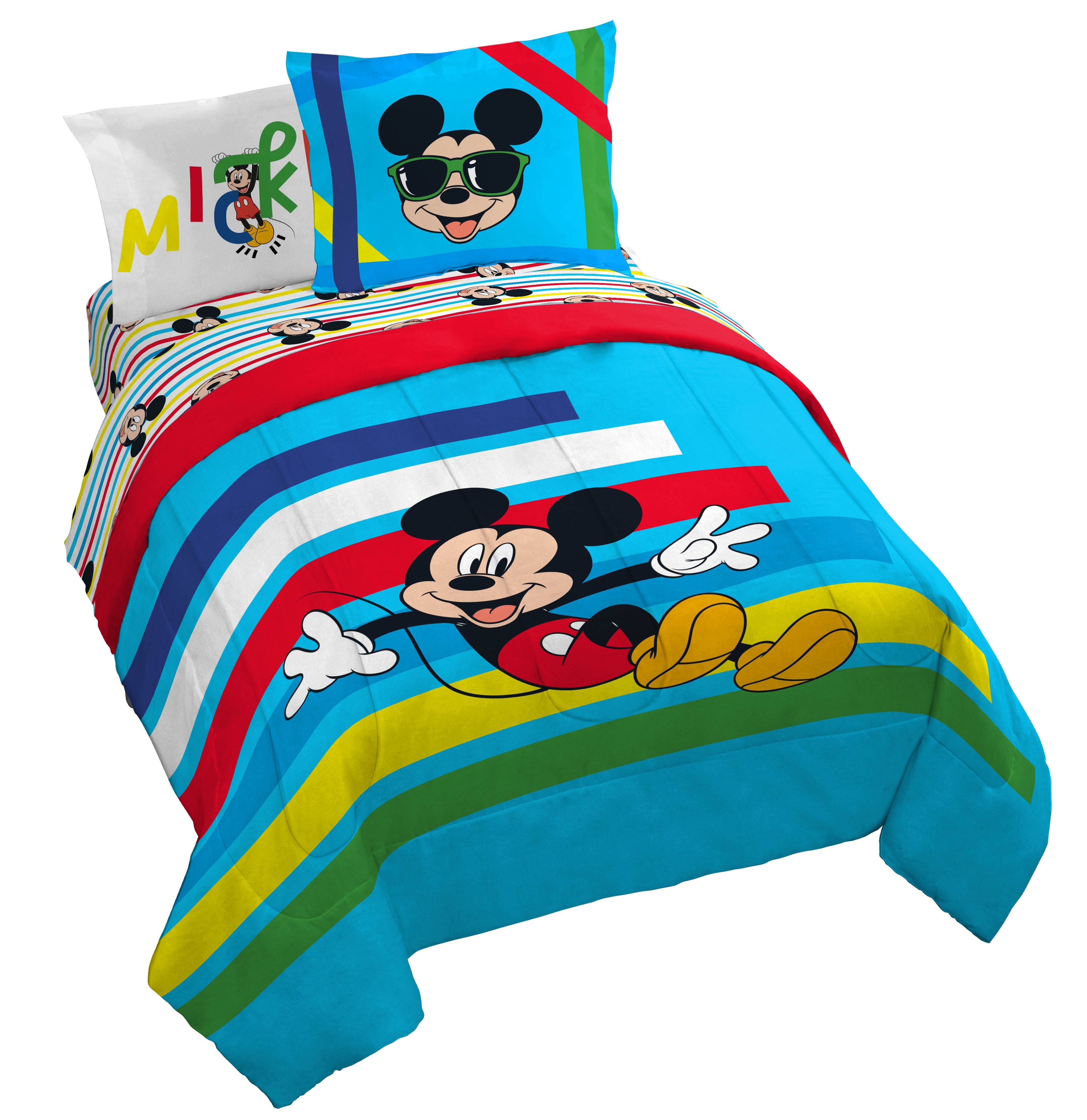 Jay Franco Mickey Mouse Twin Bedding Set with Comforter Sham Fitted ...