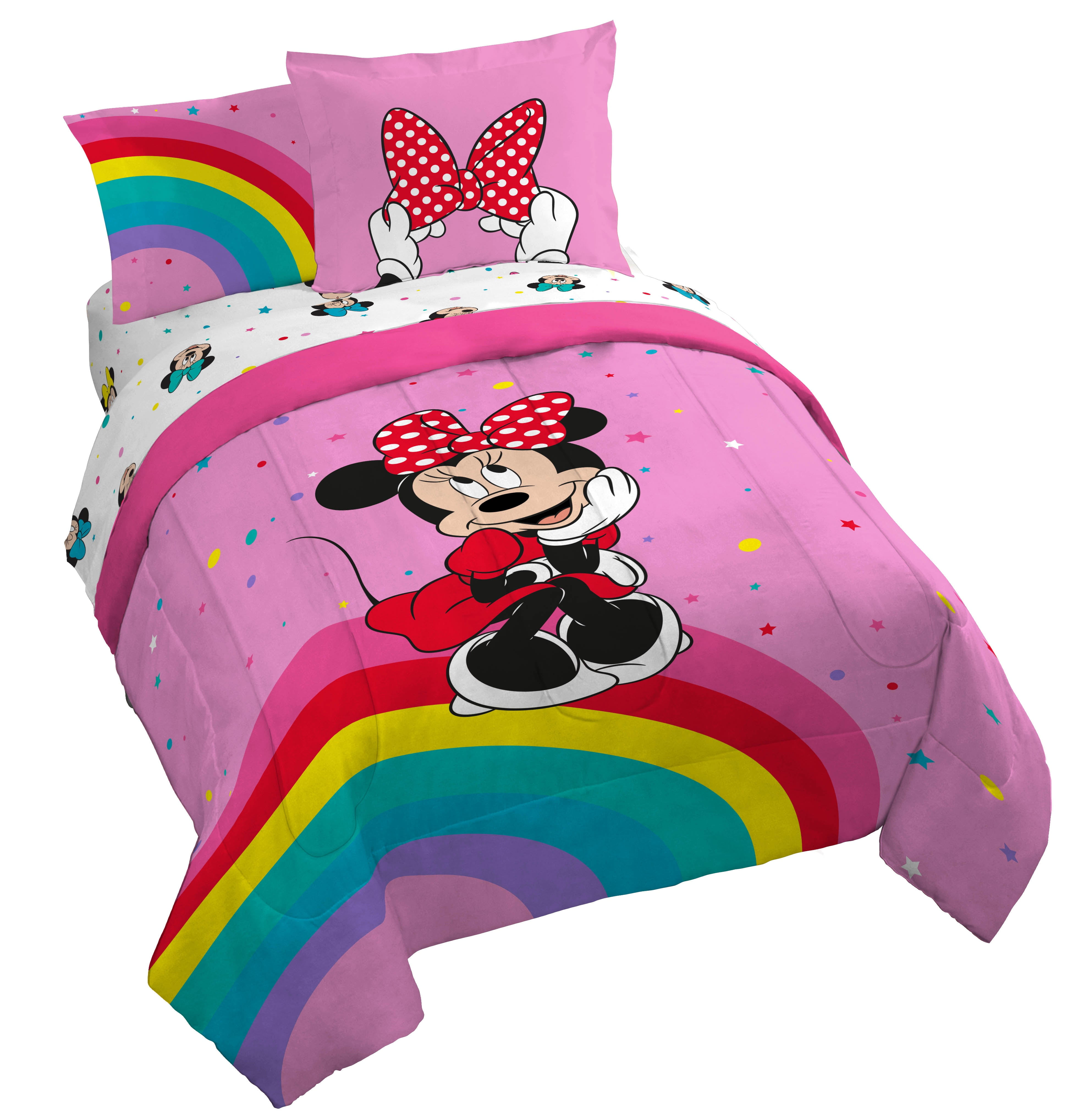 Sunny Side Up Disney Minnie Mouse Comforter Set for Kids, Full Size Bed ...