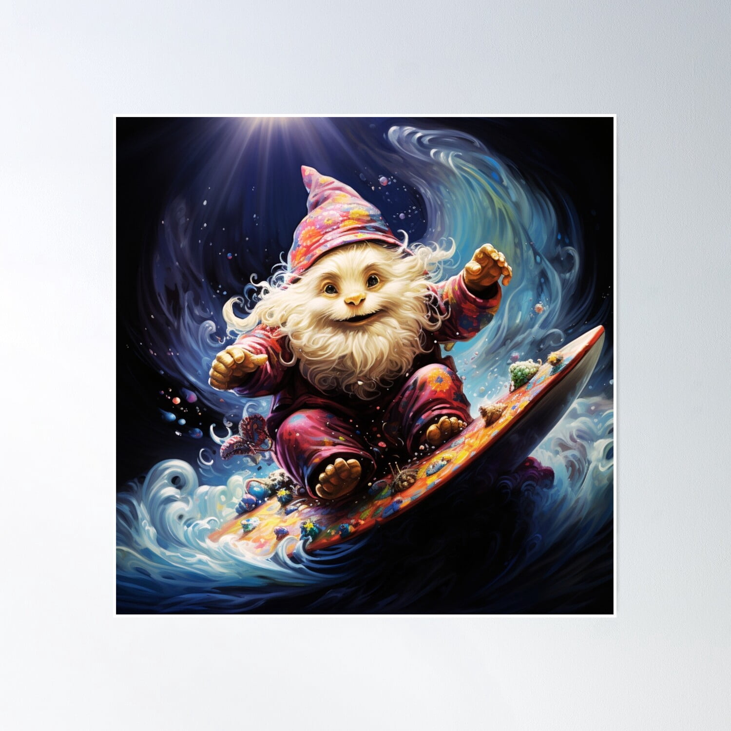 Sunny Surfer Elf - Ride The Waves With This Playful Little Elf Poster ...