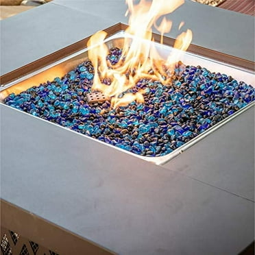 Outdoor Fire Pit Tempered Glass Rocks, 20 lbs, 1/2-Inch Reflective ...
