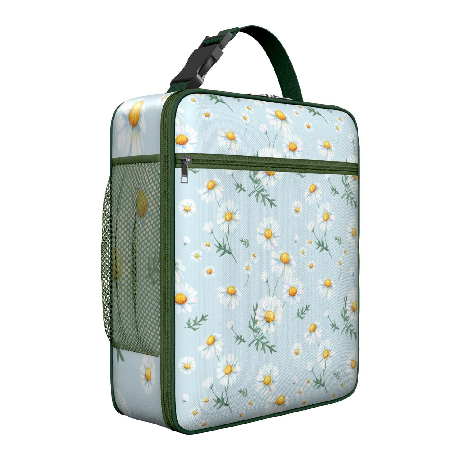 Sunny Yellow Daisy Print Lunch Bag, Aesthetic Floral Insulated Tote ...
