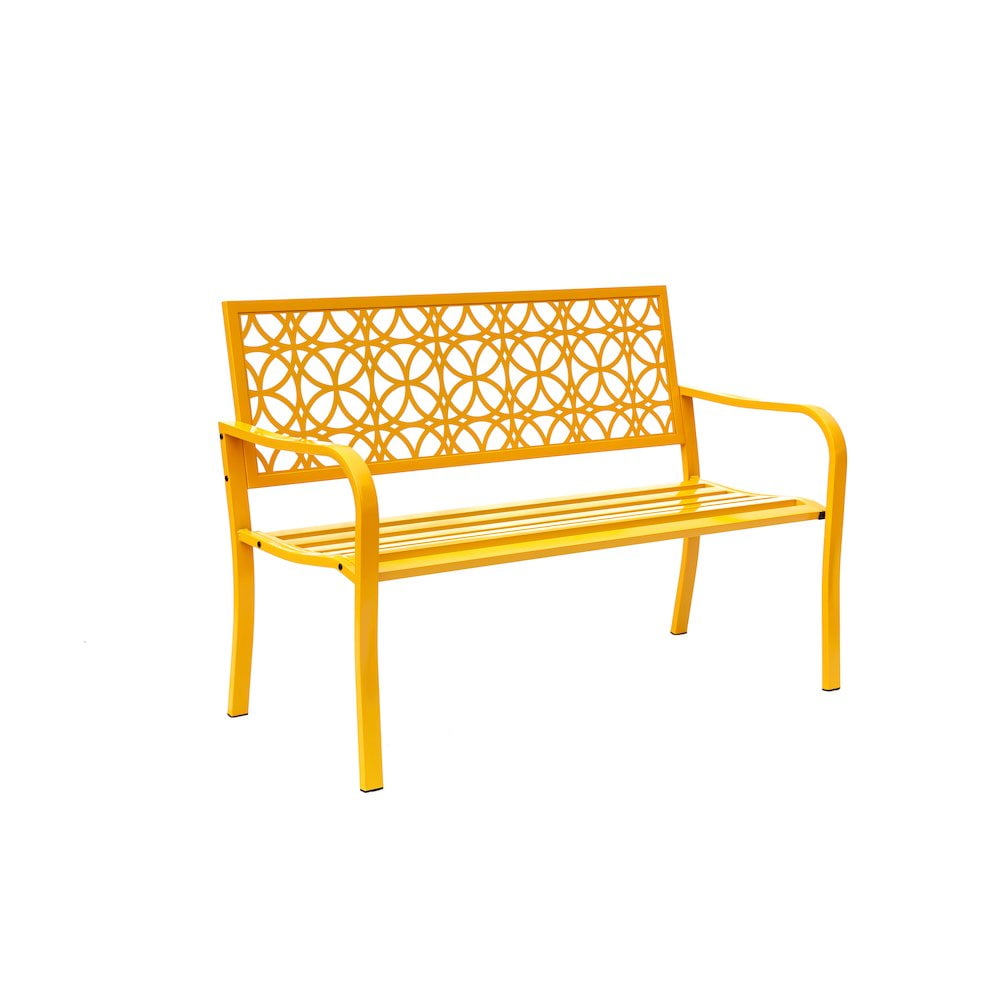 Hi-Line Gift Ltd. Sunny Yellow Serenity- All-Steel Garden Bench for ...