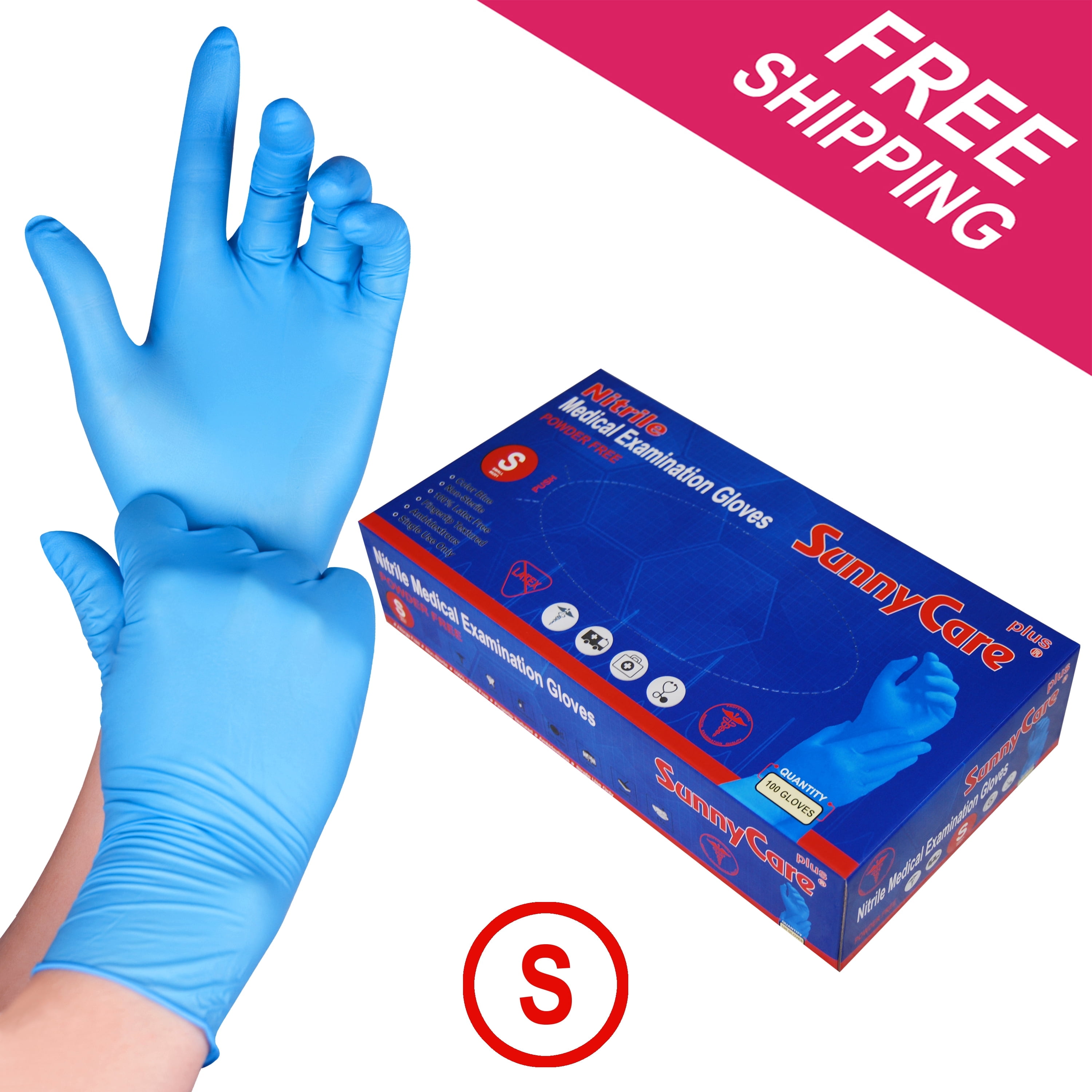 SunnyCare, Nitrile Disposable Gloves, Small, 100 Ct - Walmart.com