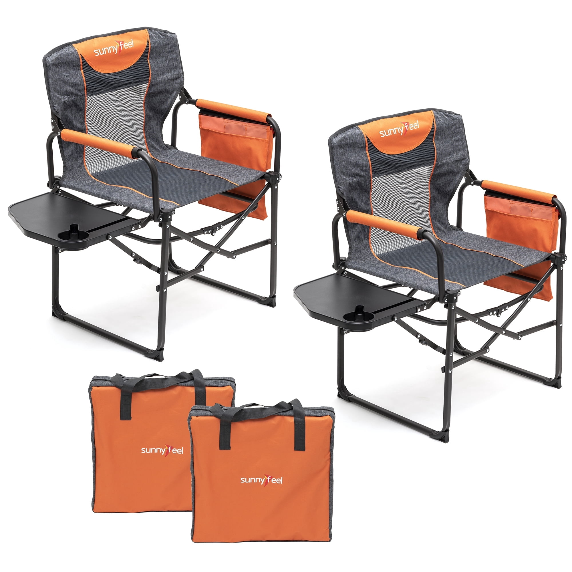 SunnyFeel Foldable Camping Director Chair with Side Table, Carry Bag (2 ...