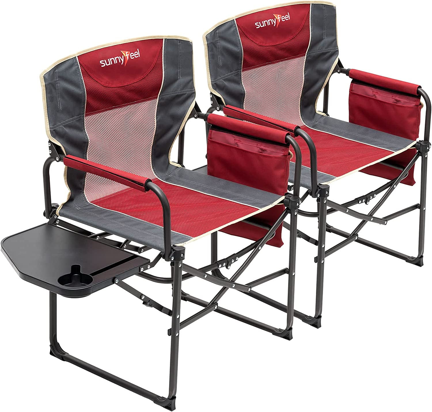 Sunnyfeel Folding Camping Chair, Heavy Duty Compact Director Chair, 300 ...